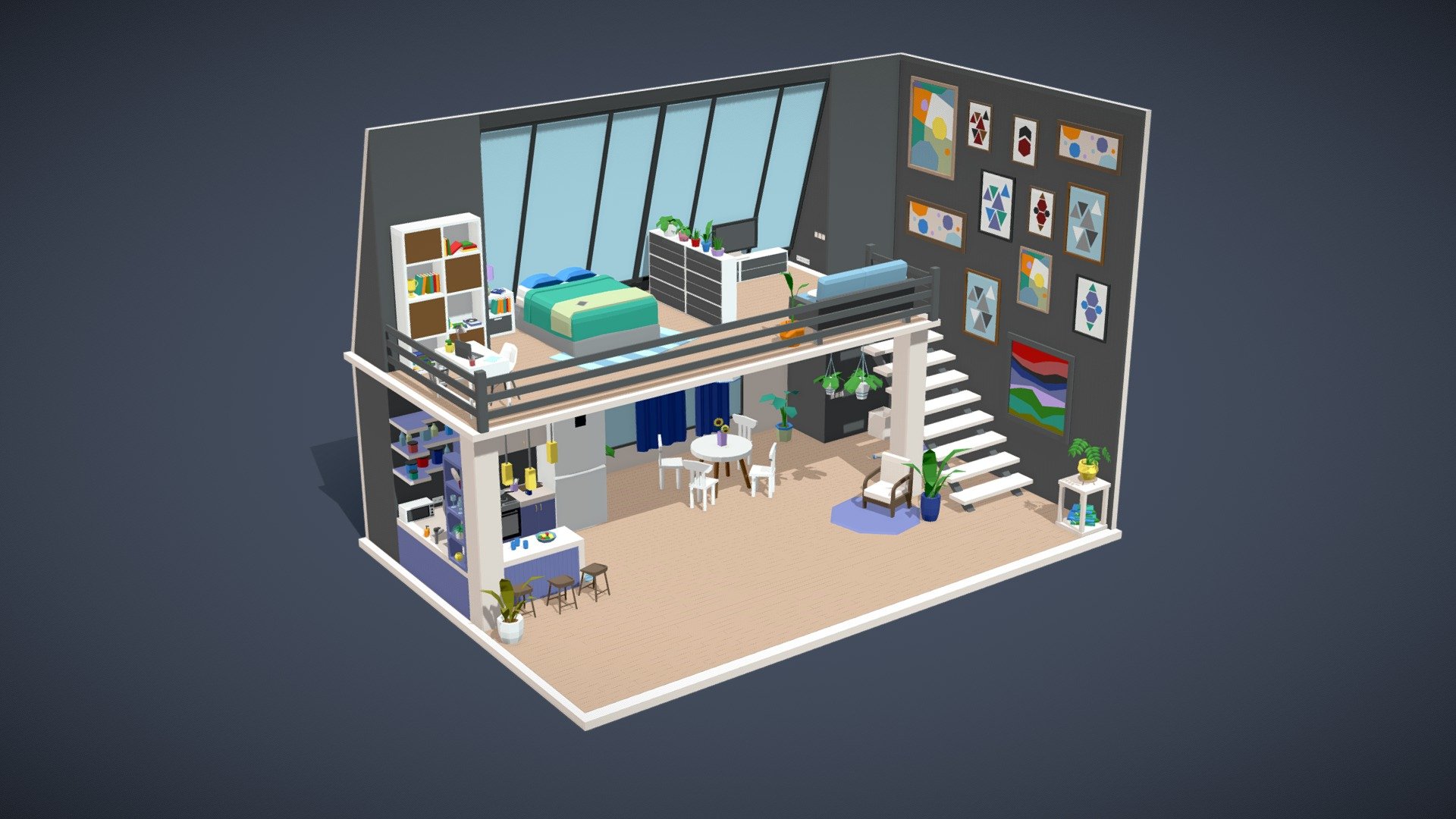 Low Poly Apartment n1 - 3D model by Mnostva [f2c7f93] - Sketchfab