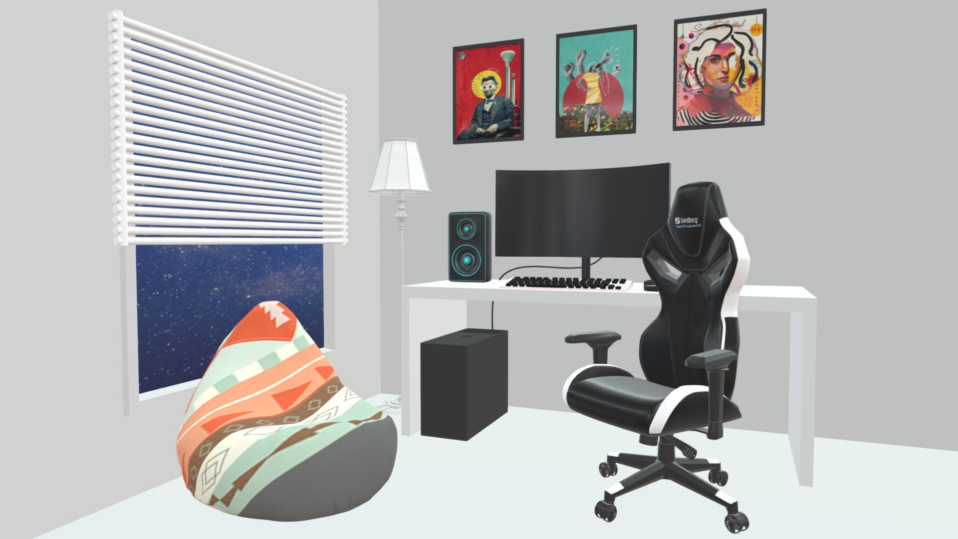 Gaming room, Desktop setup - Download Free 3D model by muhamadnurrohim ...