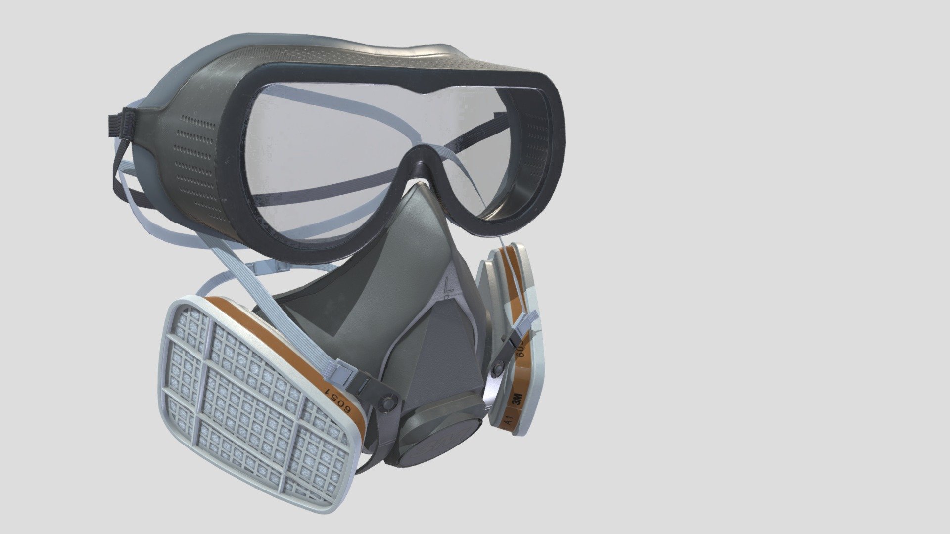 3M Respirator Mask and Goggles - 3D model by CharlyRose [f2d16e7 ...
