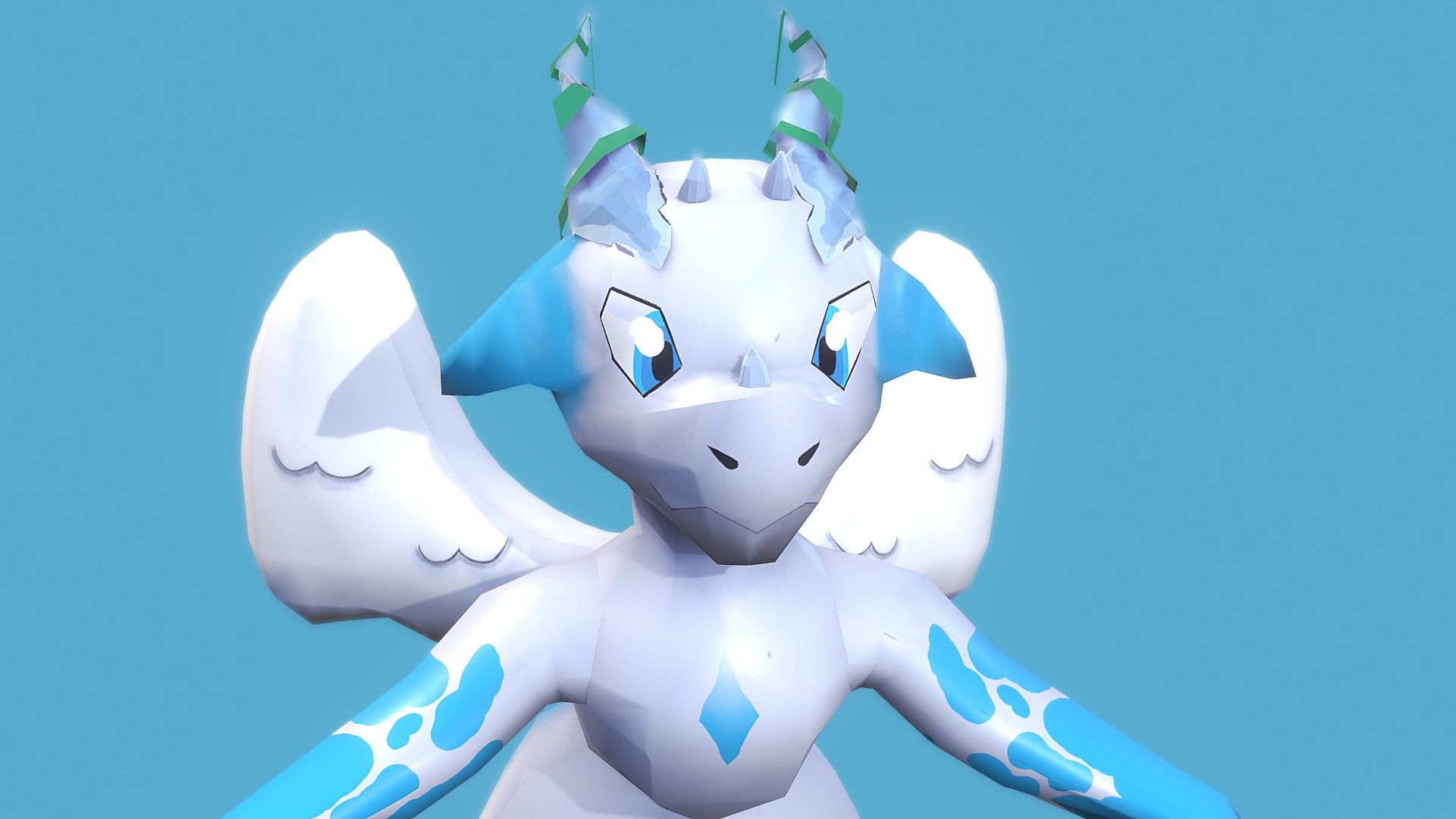 Bipedal Baby Ice Dragon - 3D model by ANIO_Official [f2d8920] - Sketchfab