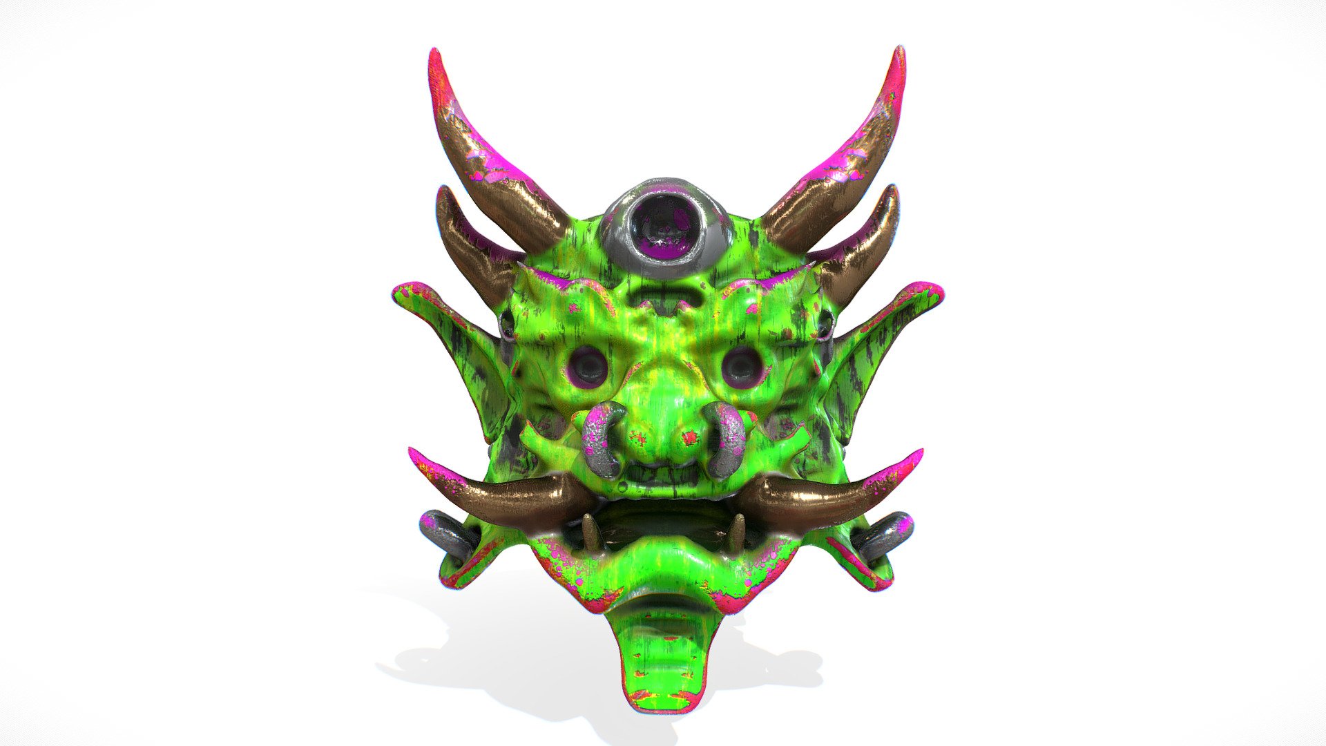 Dragon Neon Mask - Mascara Dragón Neon - Buy Royalty Free 3D model by ...