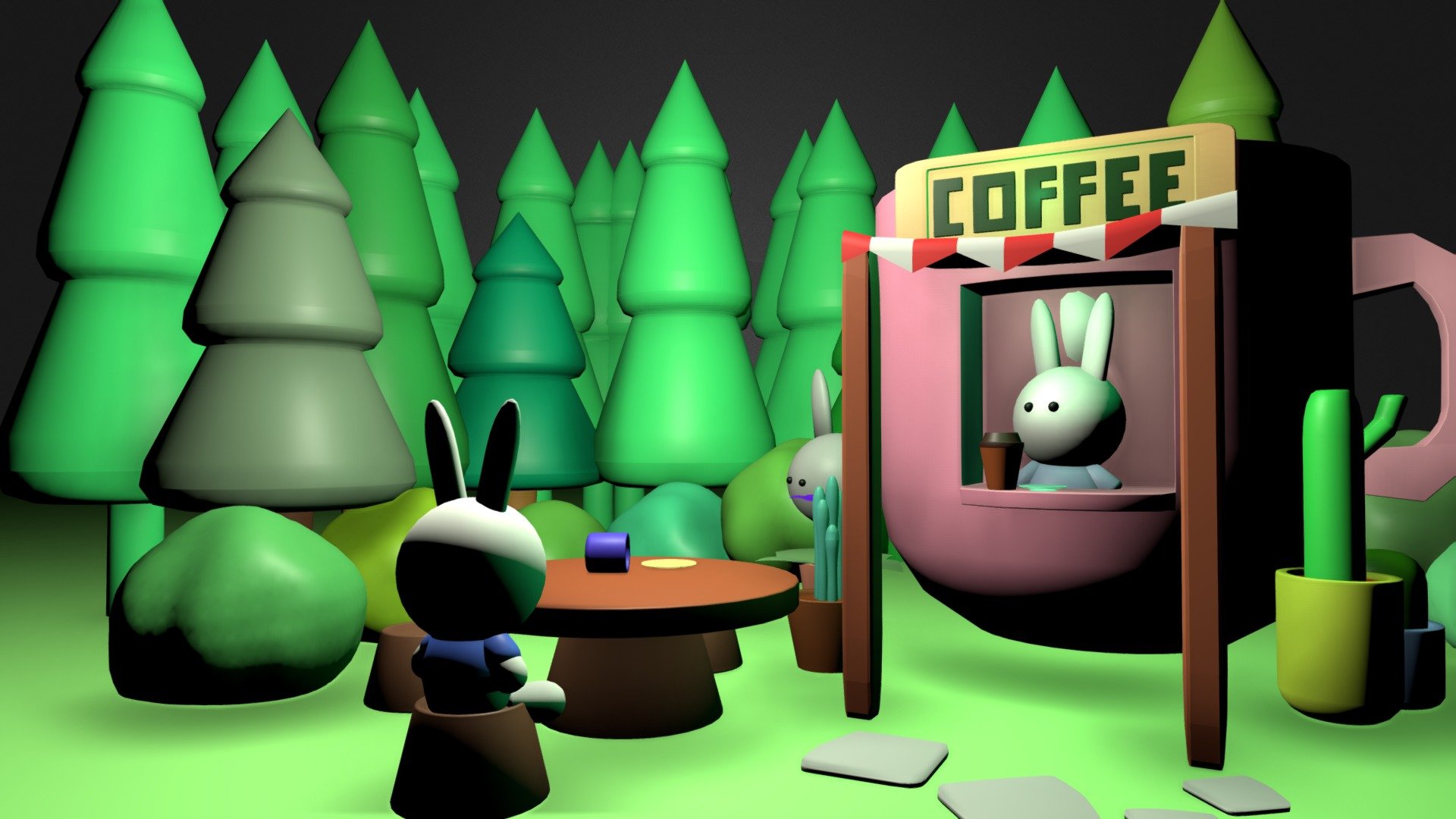 Rabbits coffee shop - 3D model by polaris_adygea [f2f2a51] - Sketchfab