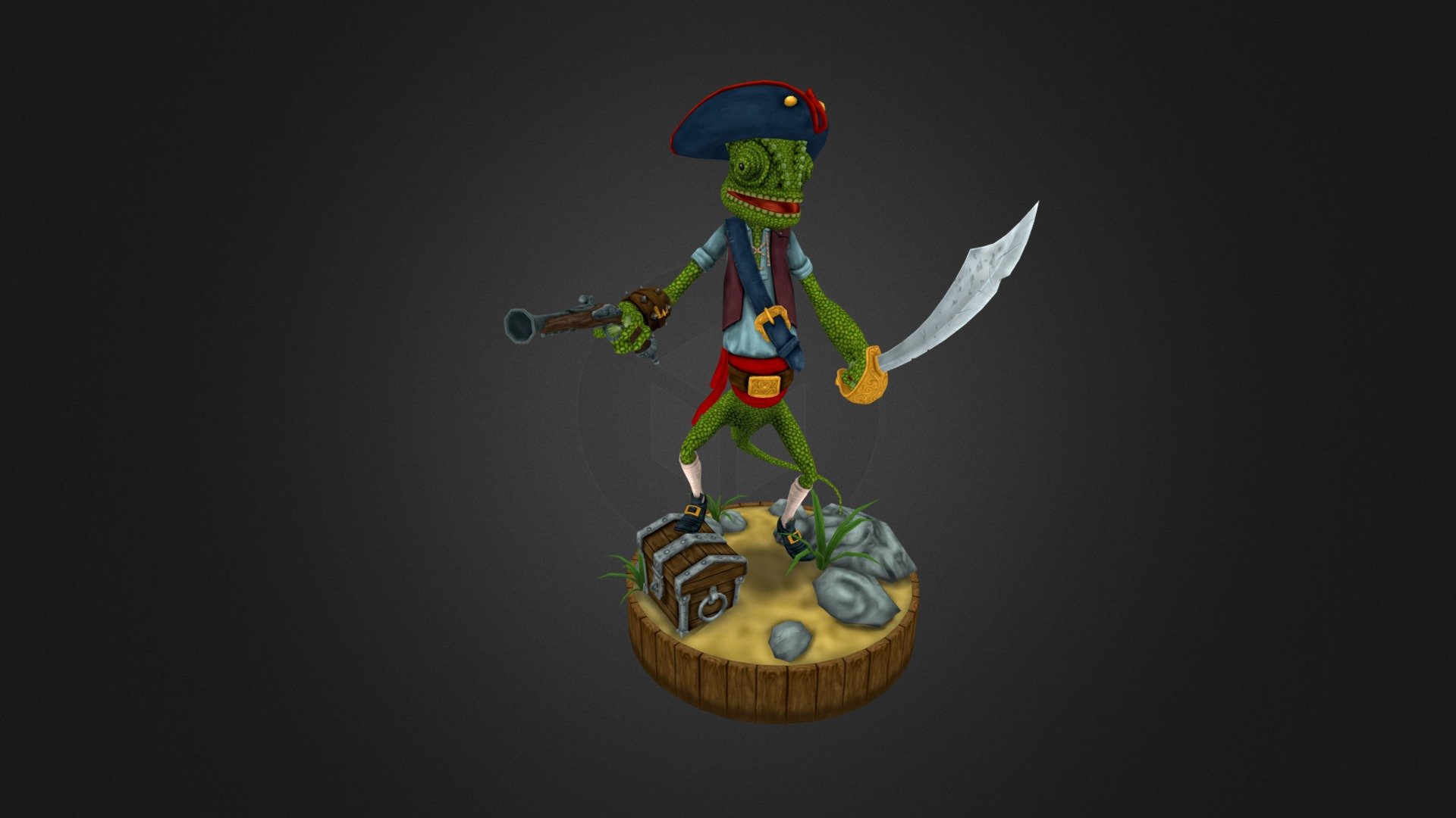 Captain Chameleon - 3D model by Finkarik [f335ee1] - Sketchfab