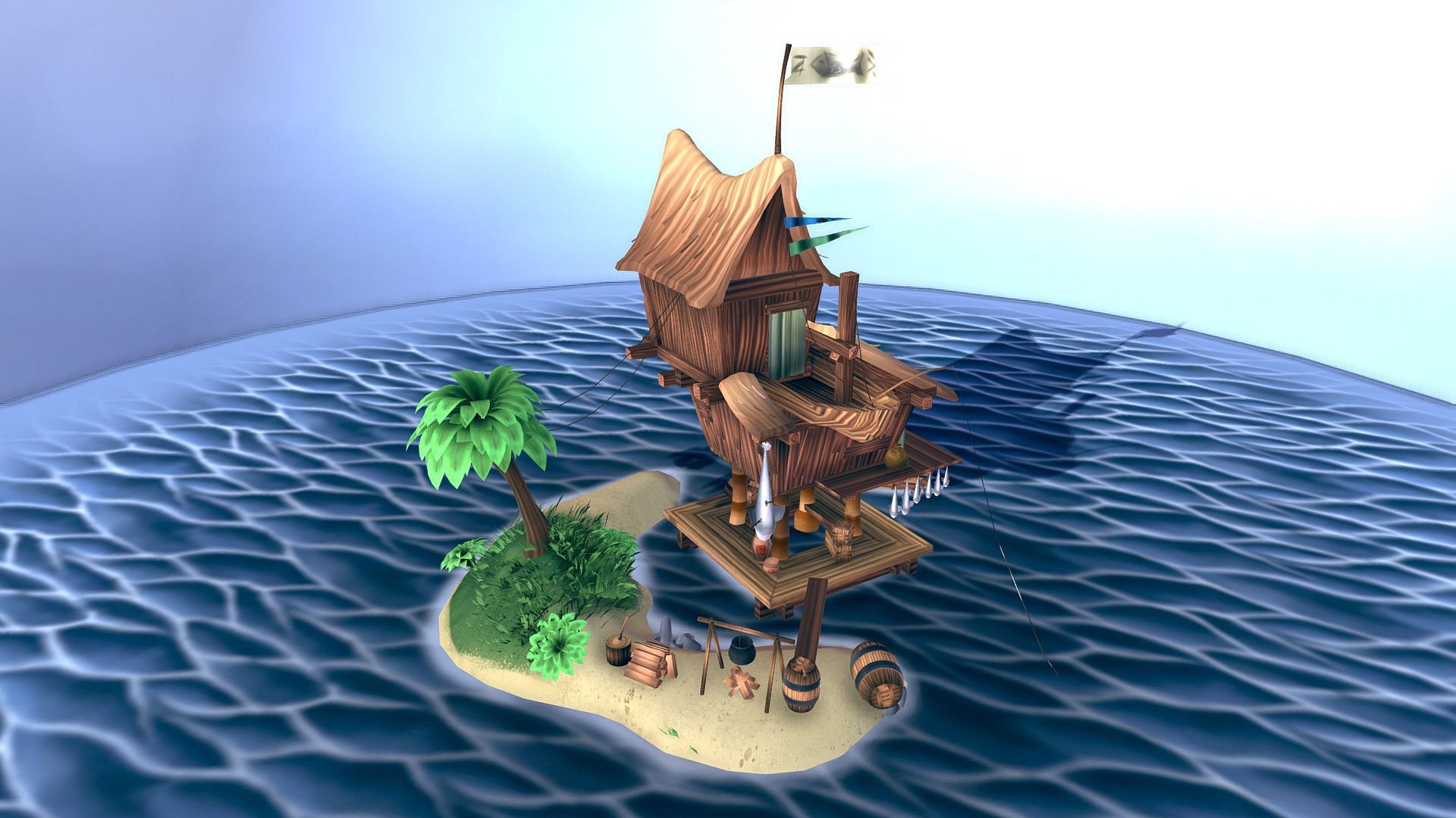 Fishing shack - 3D model by kilian_de_muyter [f339177] - Sketchfab