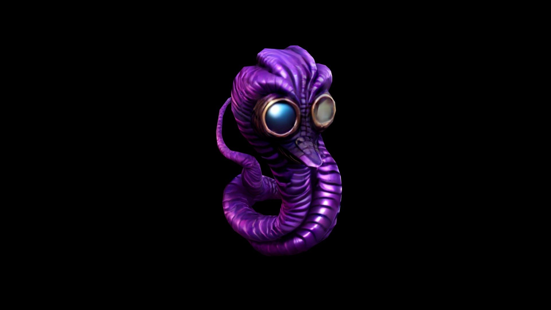 A purple, alien-like creature with two blue eyes - Download Free 3D ...