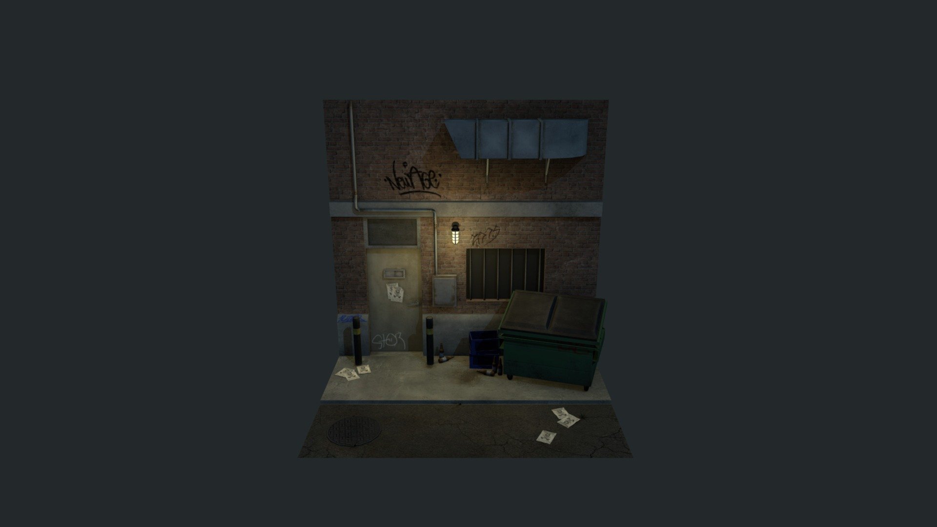 Alleyway Textured - 3D model by brndnerickson [f343a87] - Sketchfab