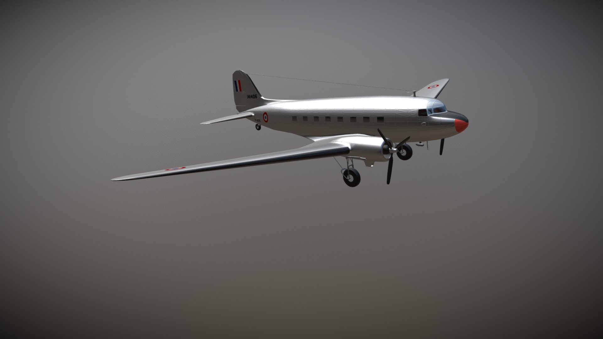 French Army DC3 - War Plane - 3D model by TARGO [f346ea5] - Sketchfab