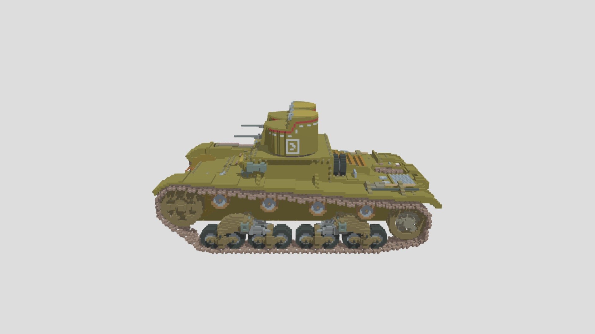 twin-towered voxel T26 tank - 3D model by Dmitry Pollack (@pollackMD ...
