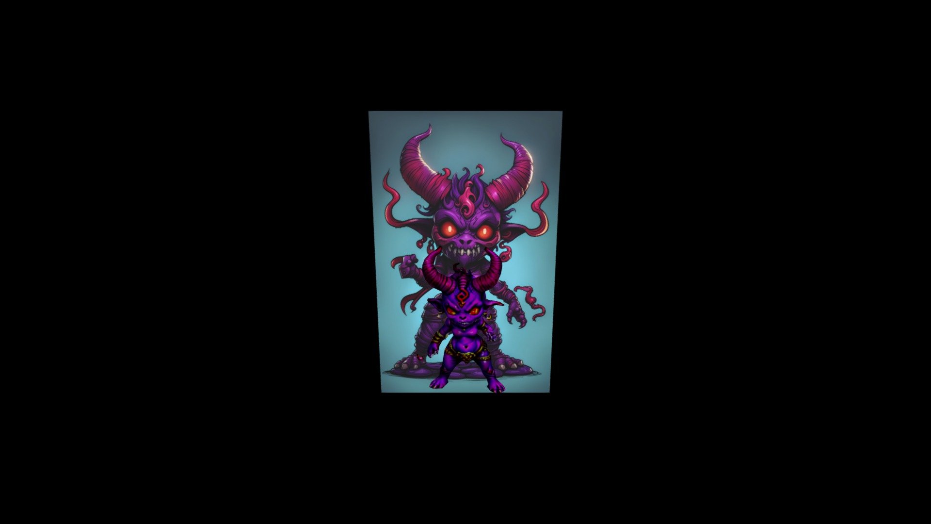 "Cartoon illustration of a purple demon with ho - Download Free 3D ...