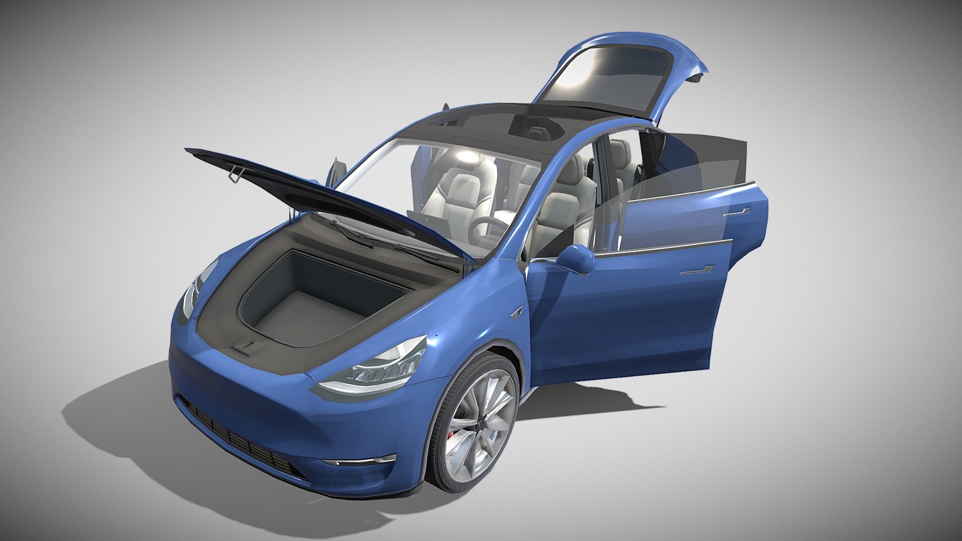 Tesla Model Y Blue with interior - Buy Royalty Free 3D model by ...