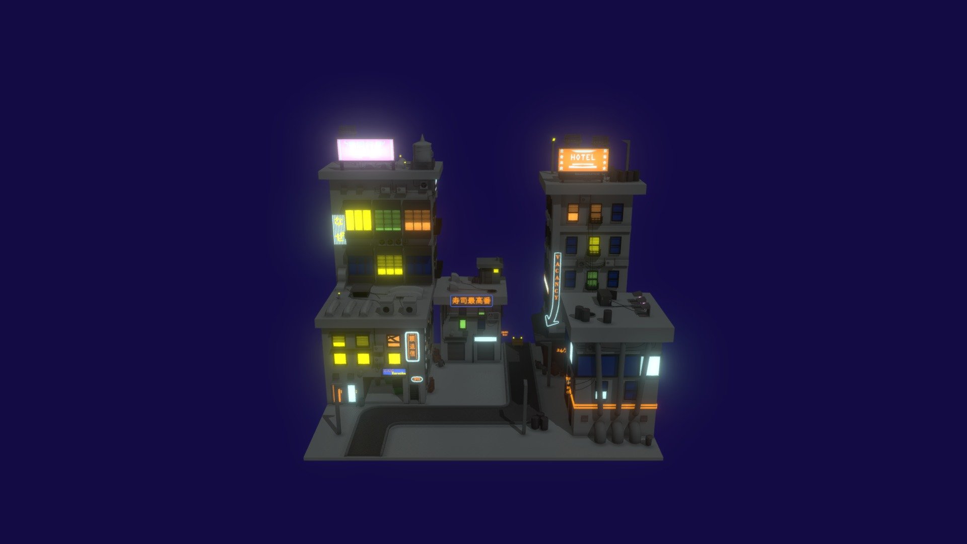 Cyberpunk Buildings 3D Low Poly - 3D model by redresult [f380378 ...