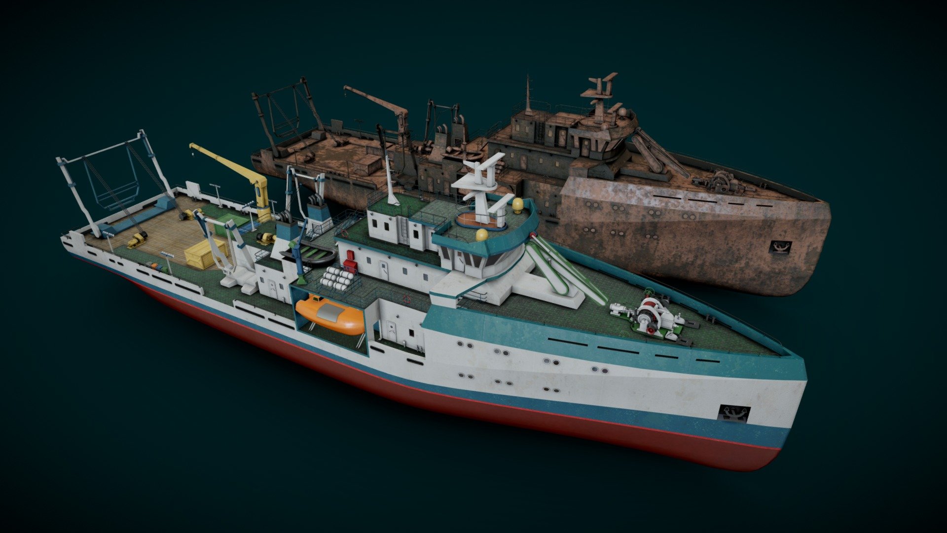 Ocean research vessel - 3D model by maxpsr [f38714c] - Sketchfab