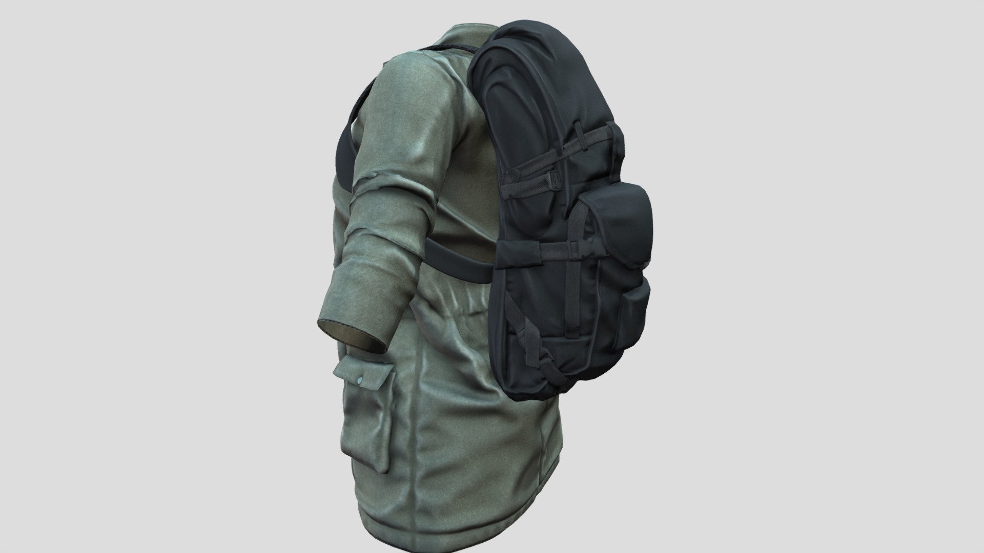 Female Open Front Coat With Backpack - Buy Royalty Free 3D model by 3dia [f389662] - Sketchfab Store