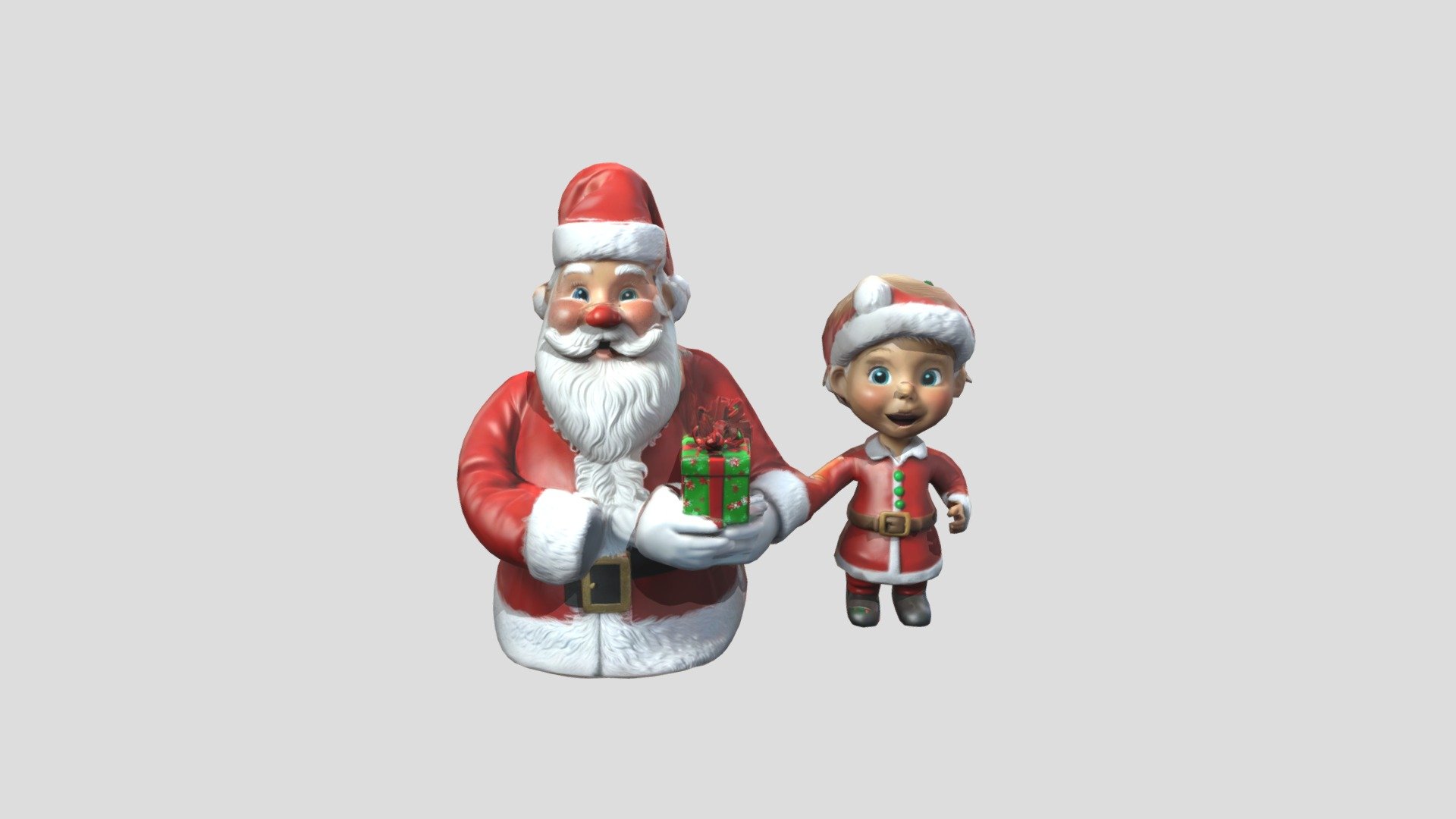 santa clause handing gift to a child - Download Free 3D model by Joe ...