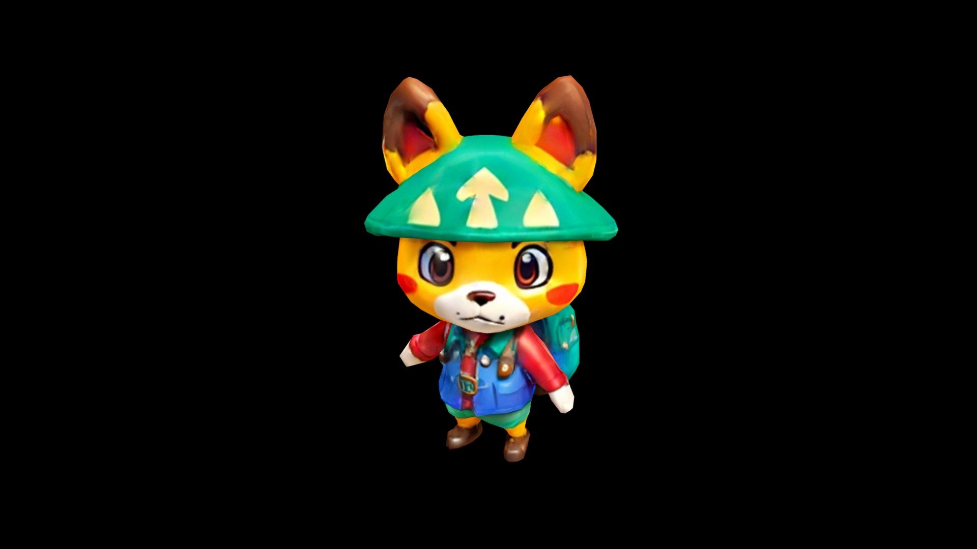 A 3D digital character of a tan fox wearing a gr - Download Free 3D ...