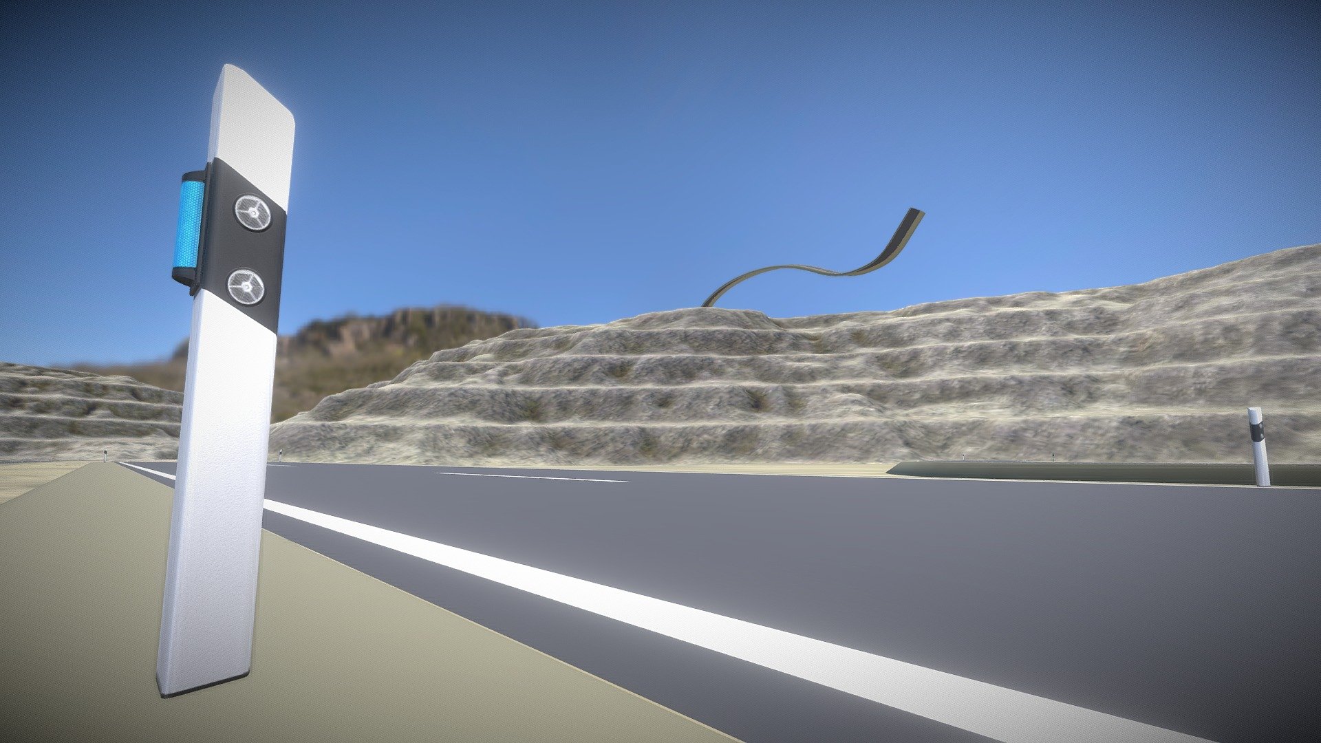 Road with Delineators (Curve Based Editable) - Buy Royalty Free 3D ...