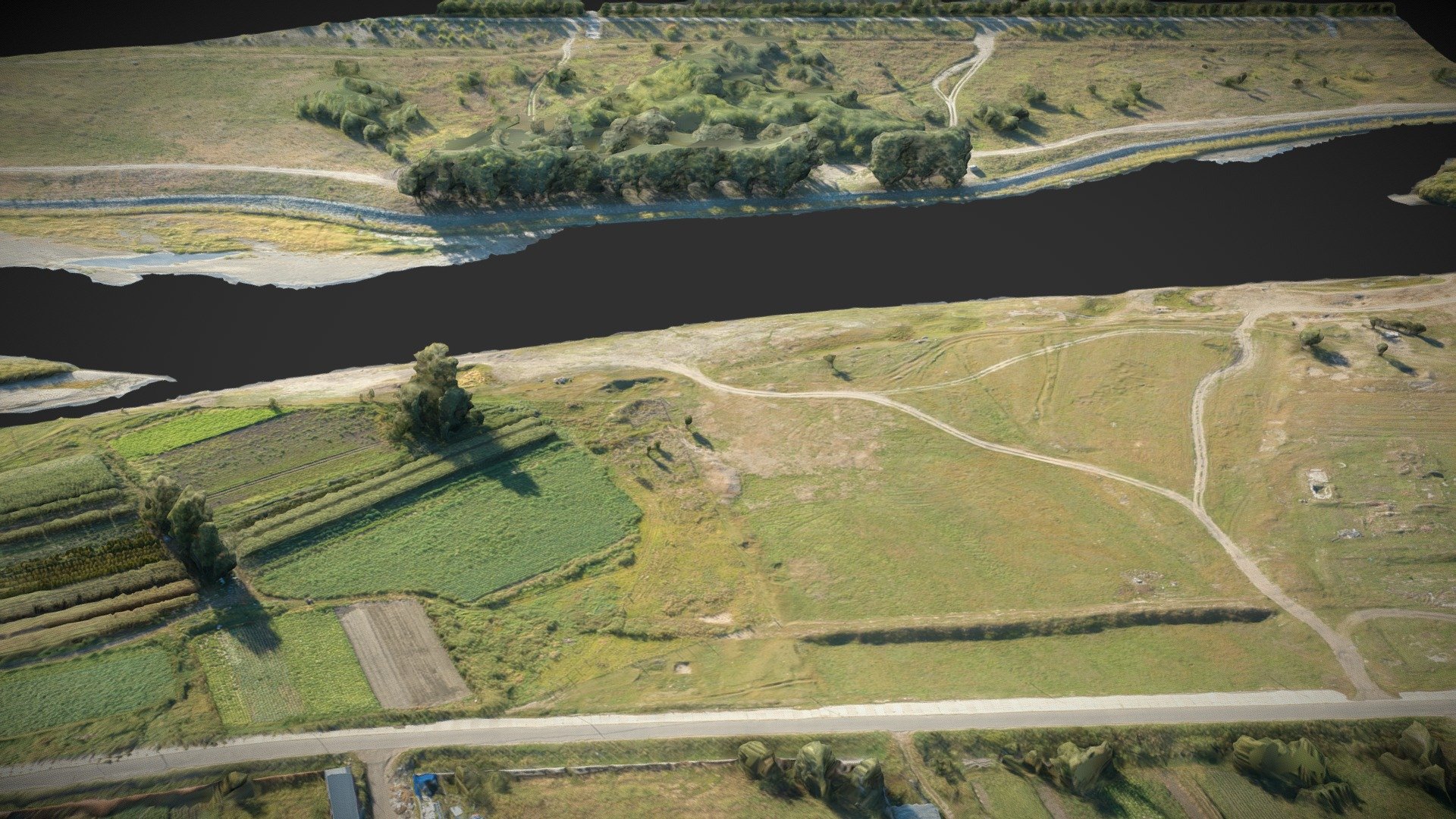 Grassland, farmland, track and riverway - Download Free 3D model by ...
