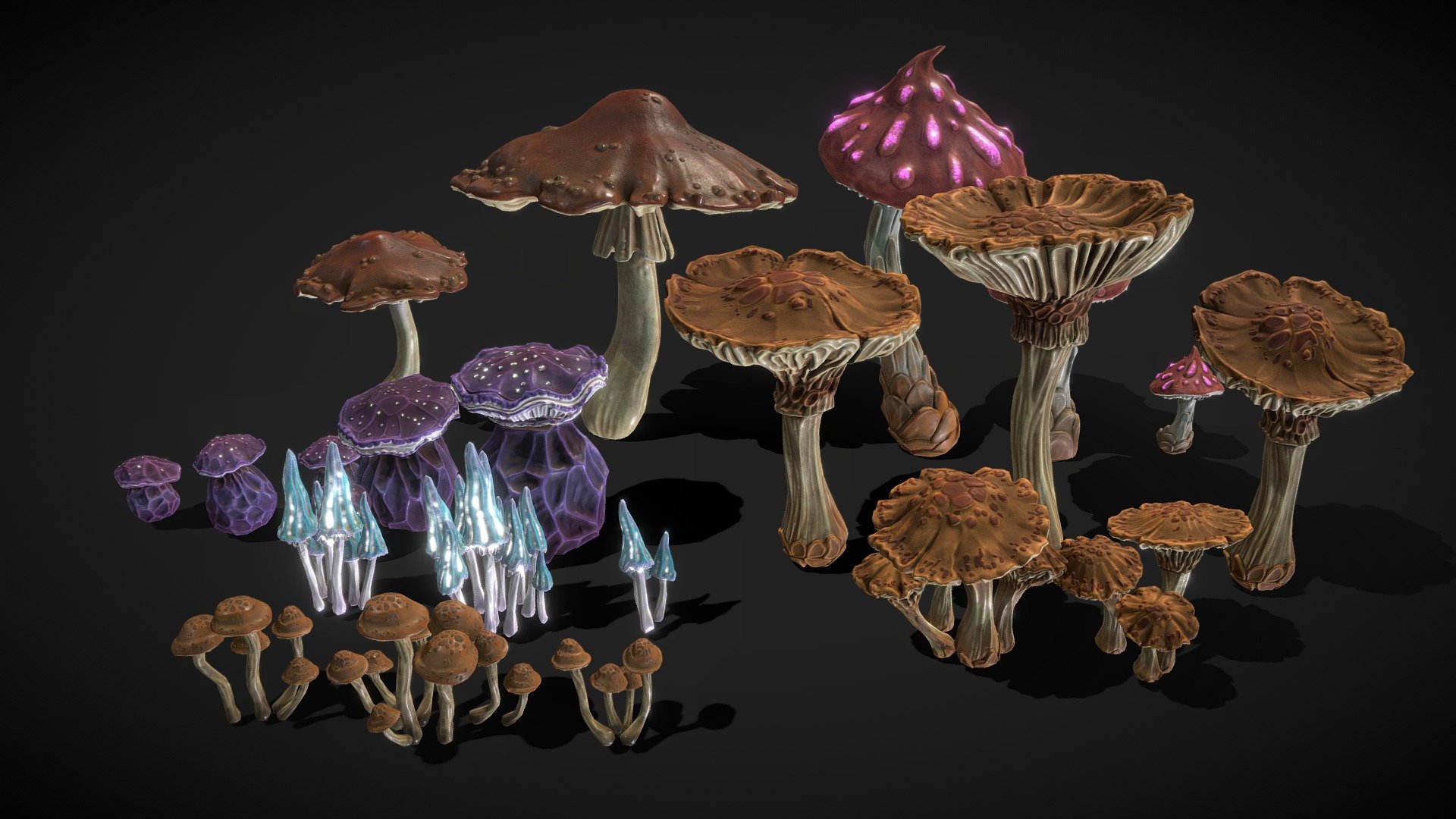 Stylized Fantasy Shrooms - 3D model by Feivelyn [f3c45db] - Sketchfab