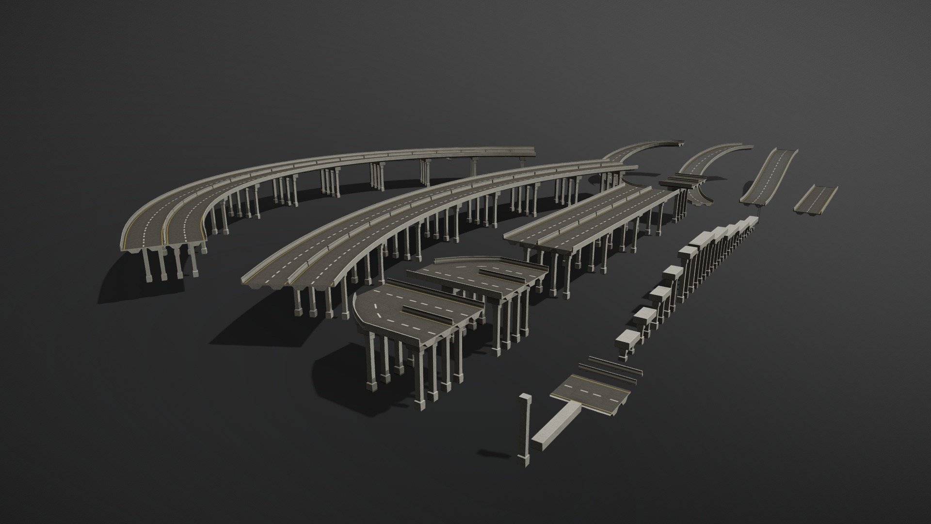 Modular Highway Overpass (low poly) - 3D model by Salah3D ...