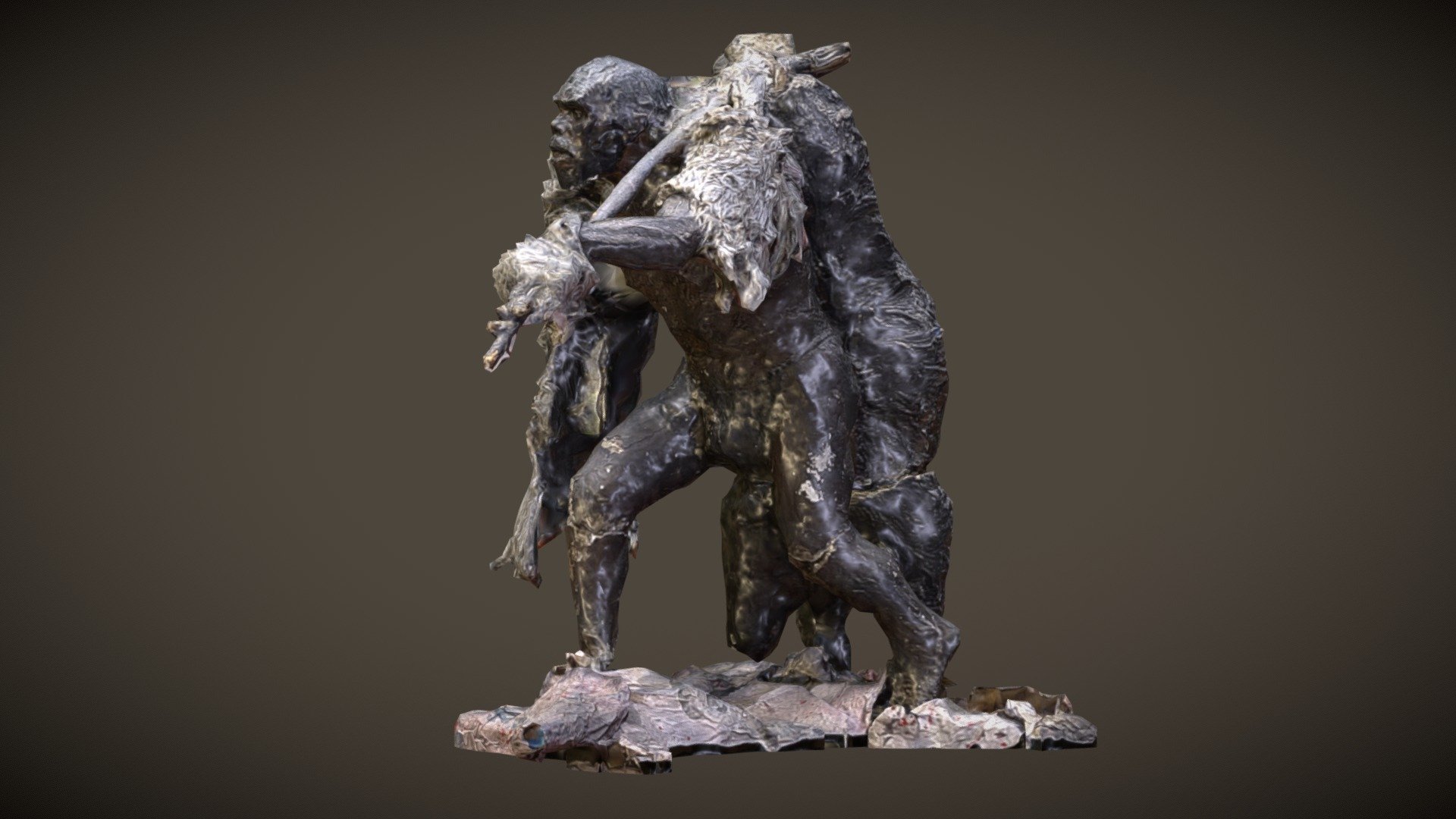 Prehistoric man carry a bear sculpture - Download Free 3D model by ...