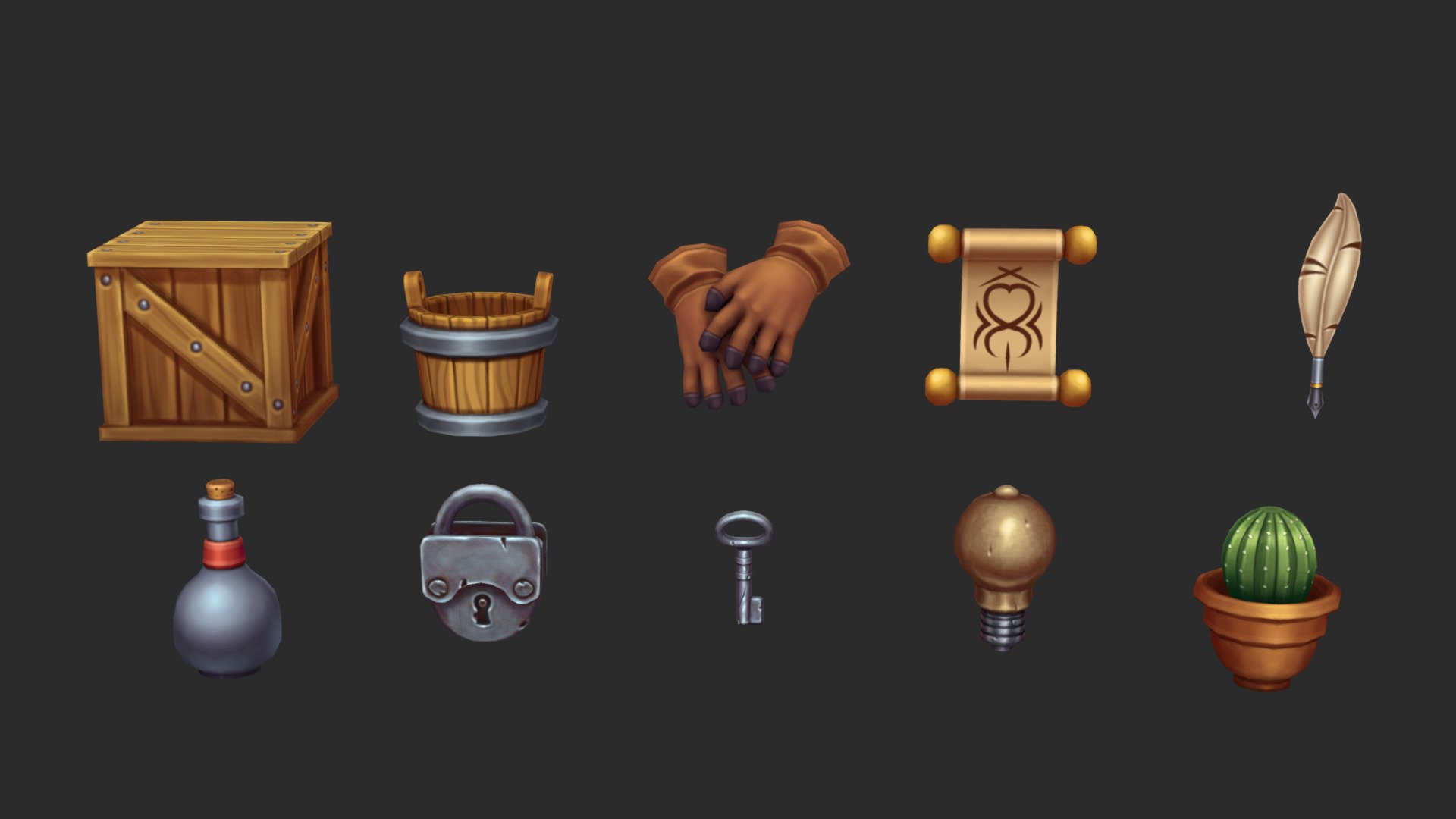 3|10 Stylized Hand-Painted Props - 3D model by GrunoKromer [f3d36b8 ...