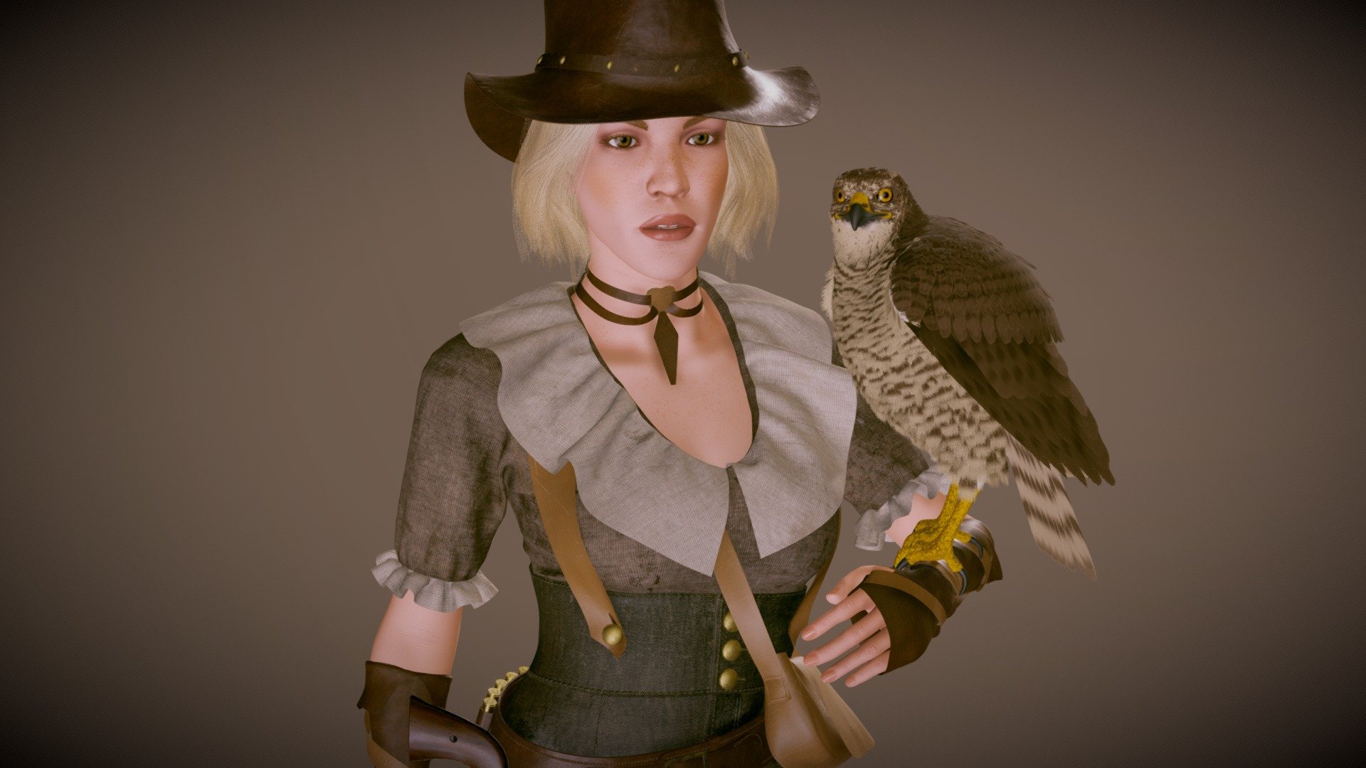 Falconry Girl - Download Free 3D model by techykitty [f3d7d4e] - Sketchfab