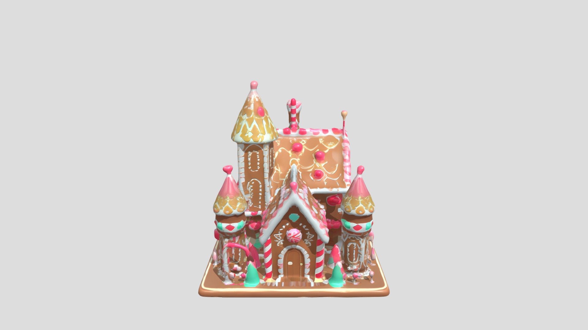 gingerbread house with candy decorations - 3D model by ChaoticGenius3D ...