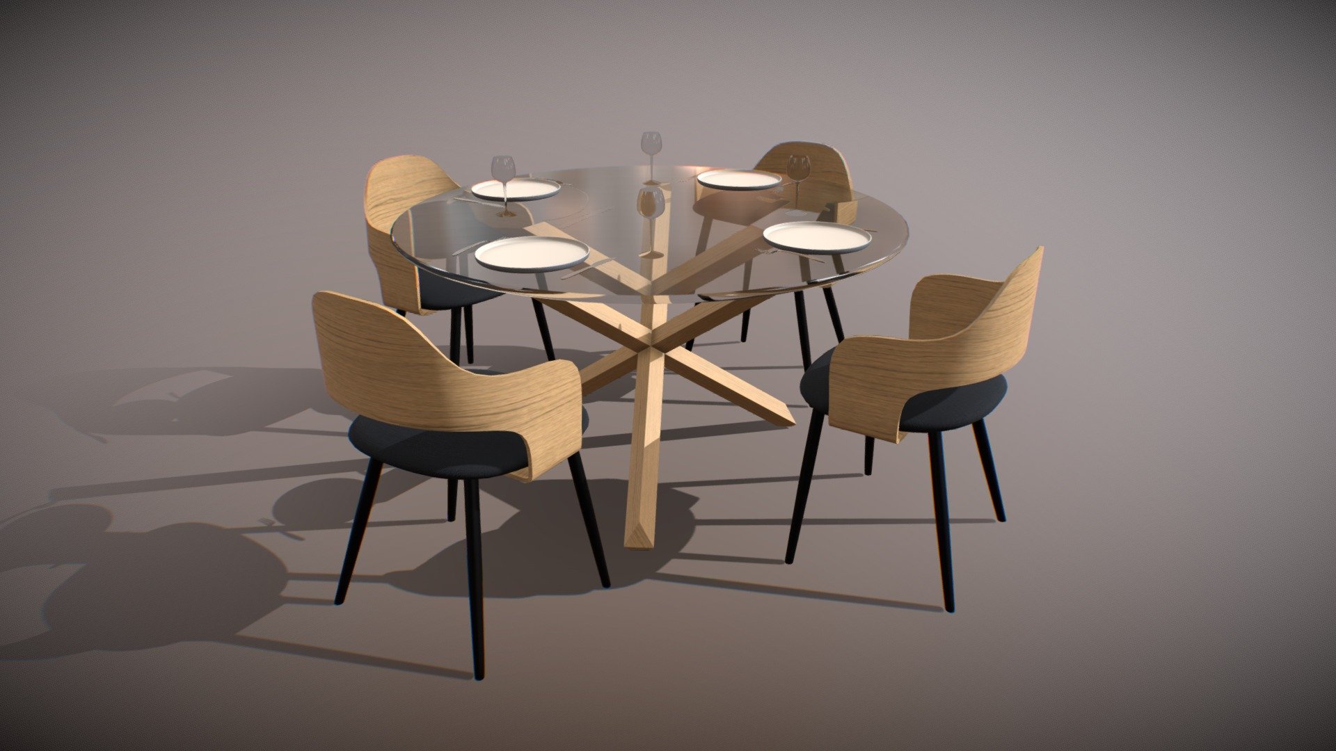 Table and Chairs Dining Set - Buy Royalty Free 3D model by Geng4d ...
