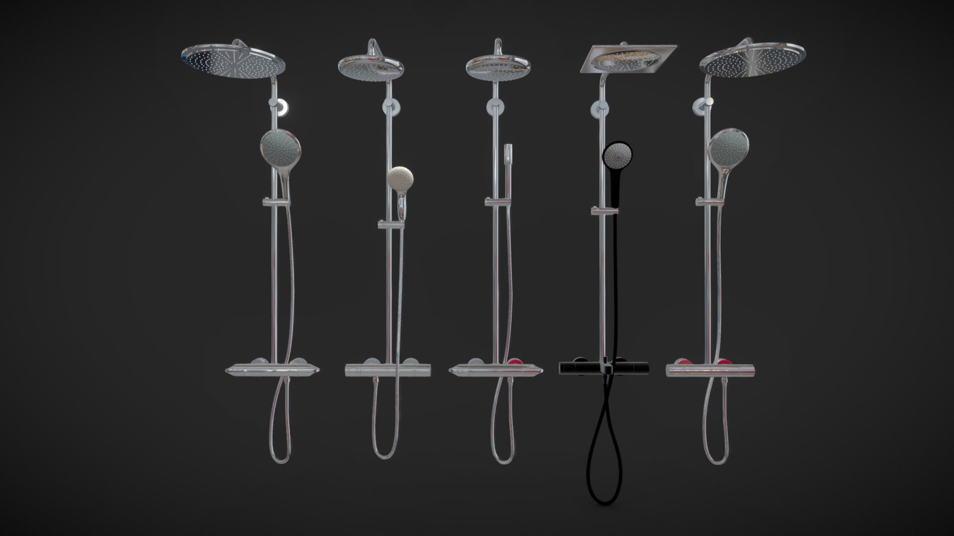 Shower systems GROHE Rainshower set 39 - Buy Royalty Free 3D model by ...