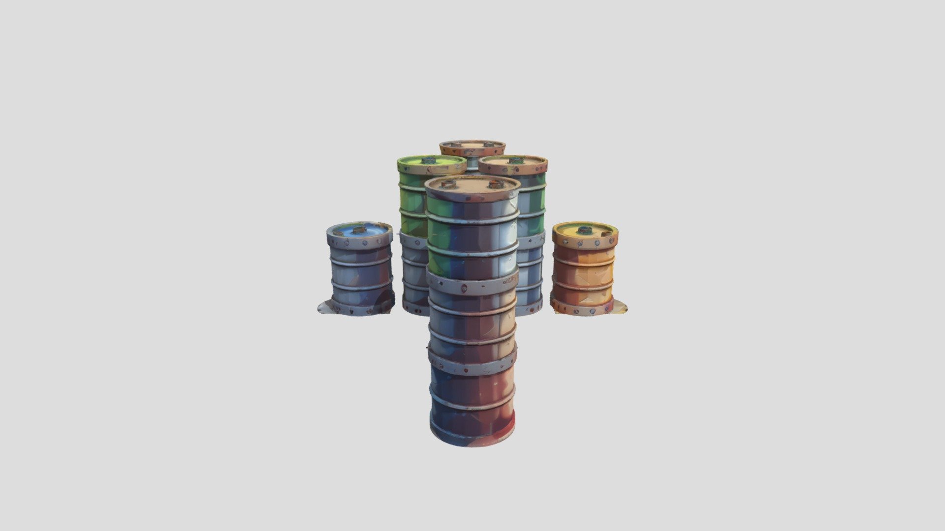 Collection of colorful barrels - Download Free 3D model by klrxyz ...