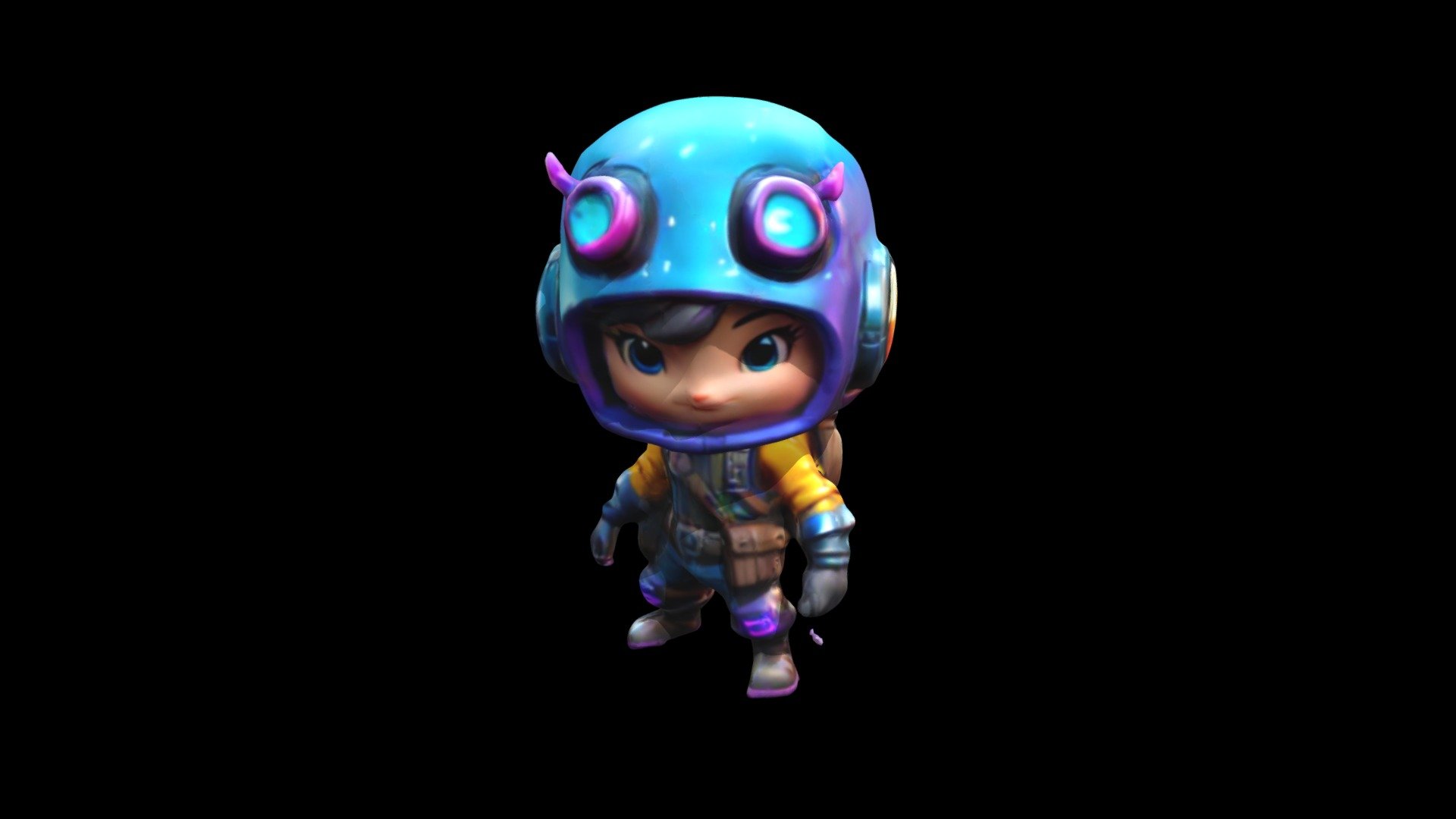 Anime character with large purple helmet and gog - Download Free 3D ...