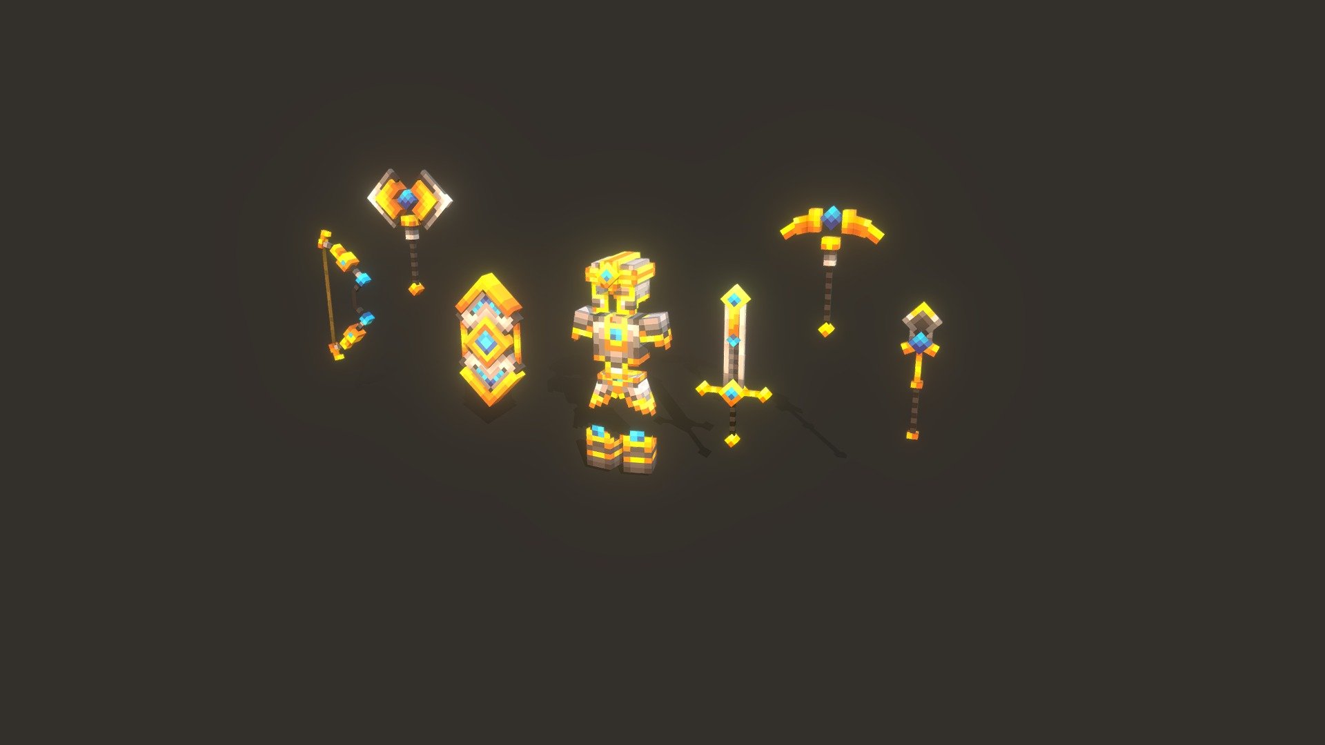 Weapon and Armor Gold Set Minecraft - 3D model by ken_shiro [f3fdaae ...