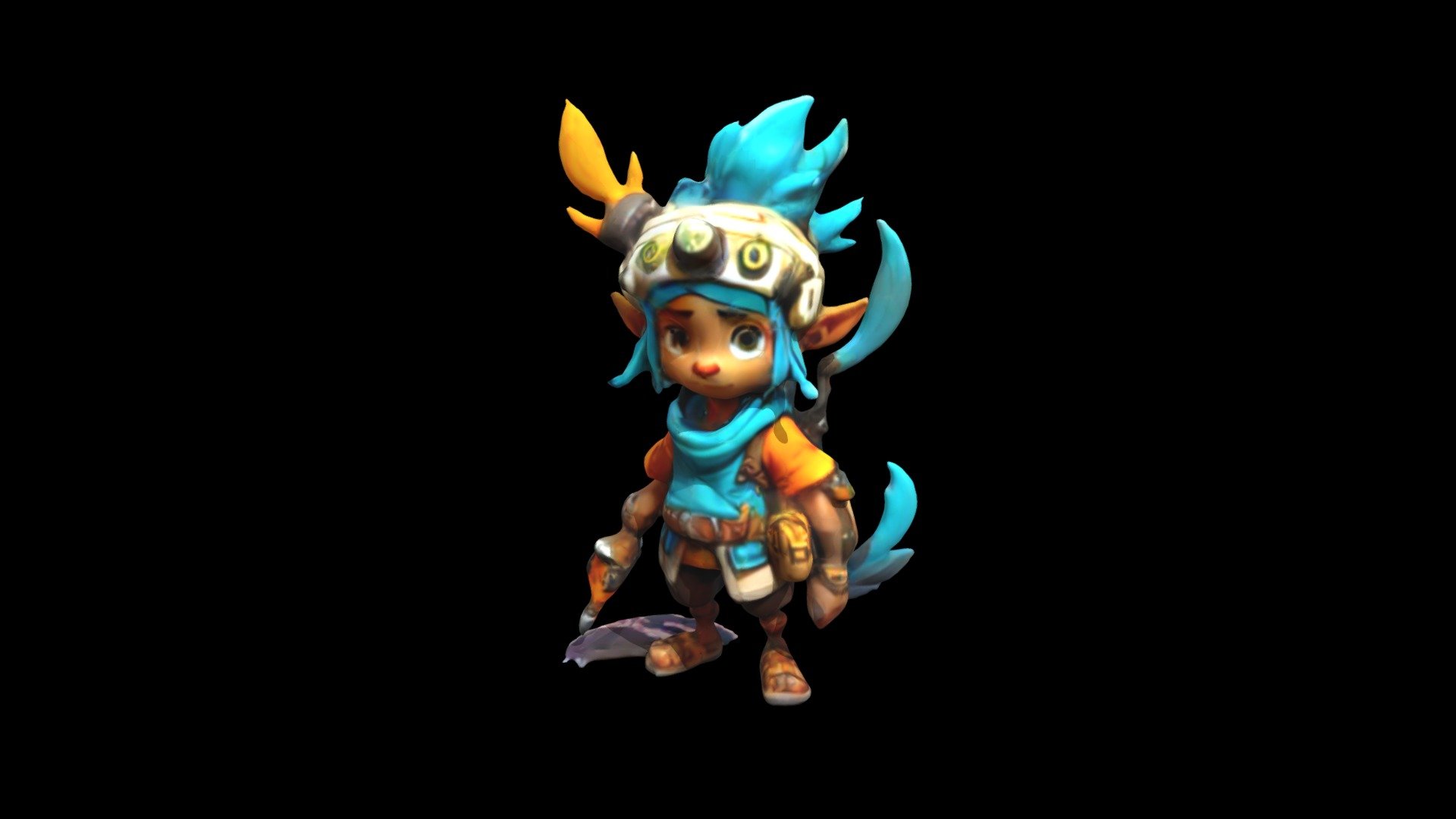a cartoon character with blue hair and a back - Download Free 3D model ...