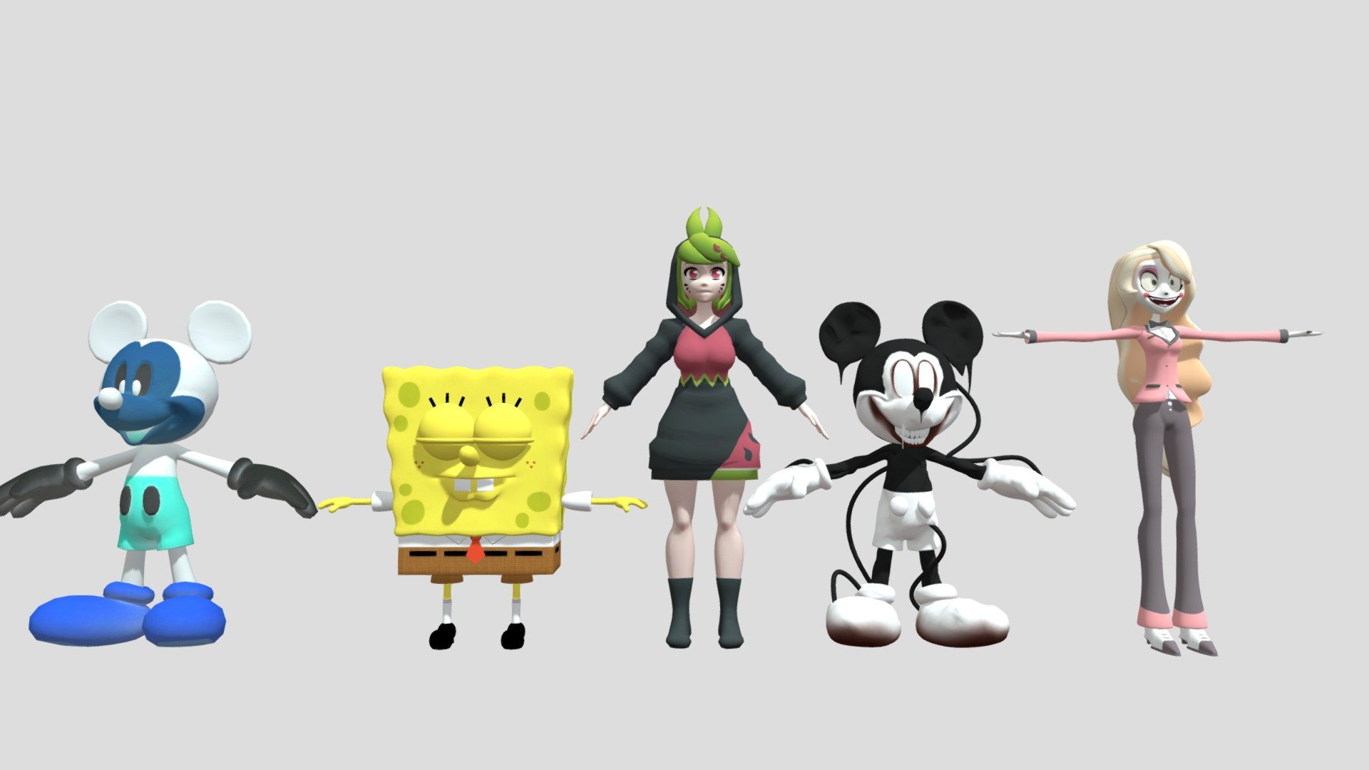 PN Mickey Spongebob Melony Mortimer Charlie - Download Free 3D model by ...