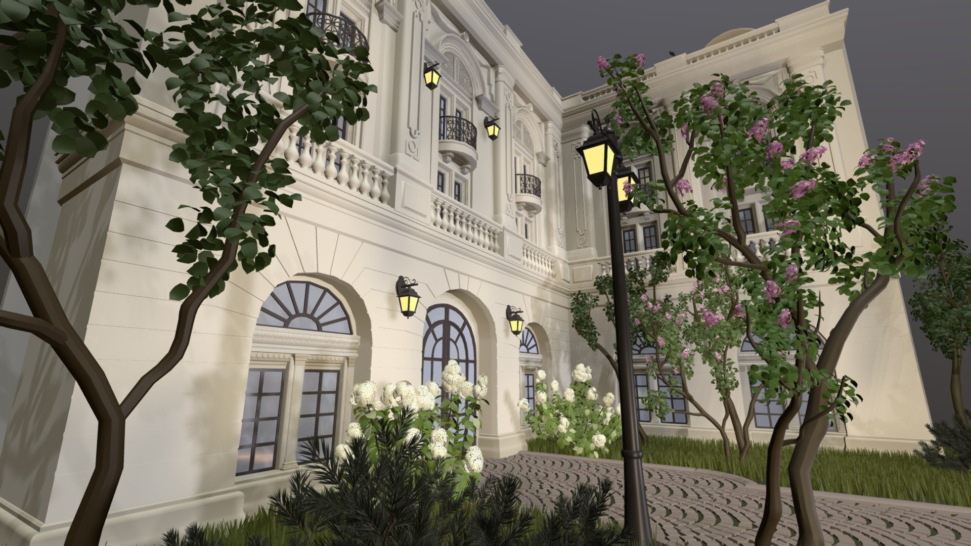 The facade of the neoclassical style (DRAFT) - Download Free 3D model ...