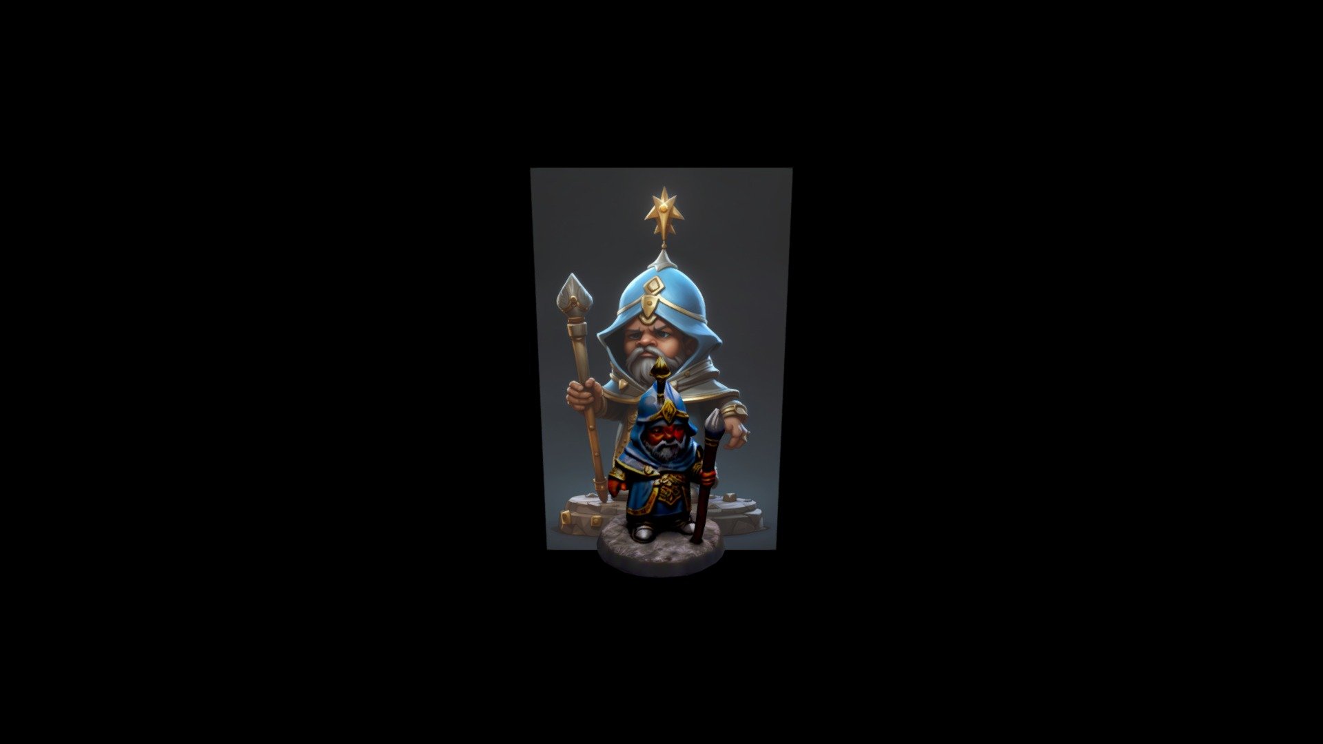 "Blue Robe Wizard with Staff" A wizard with a - Download Free 3D model ...