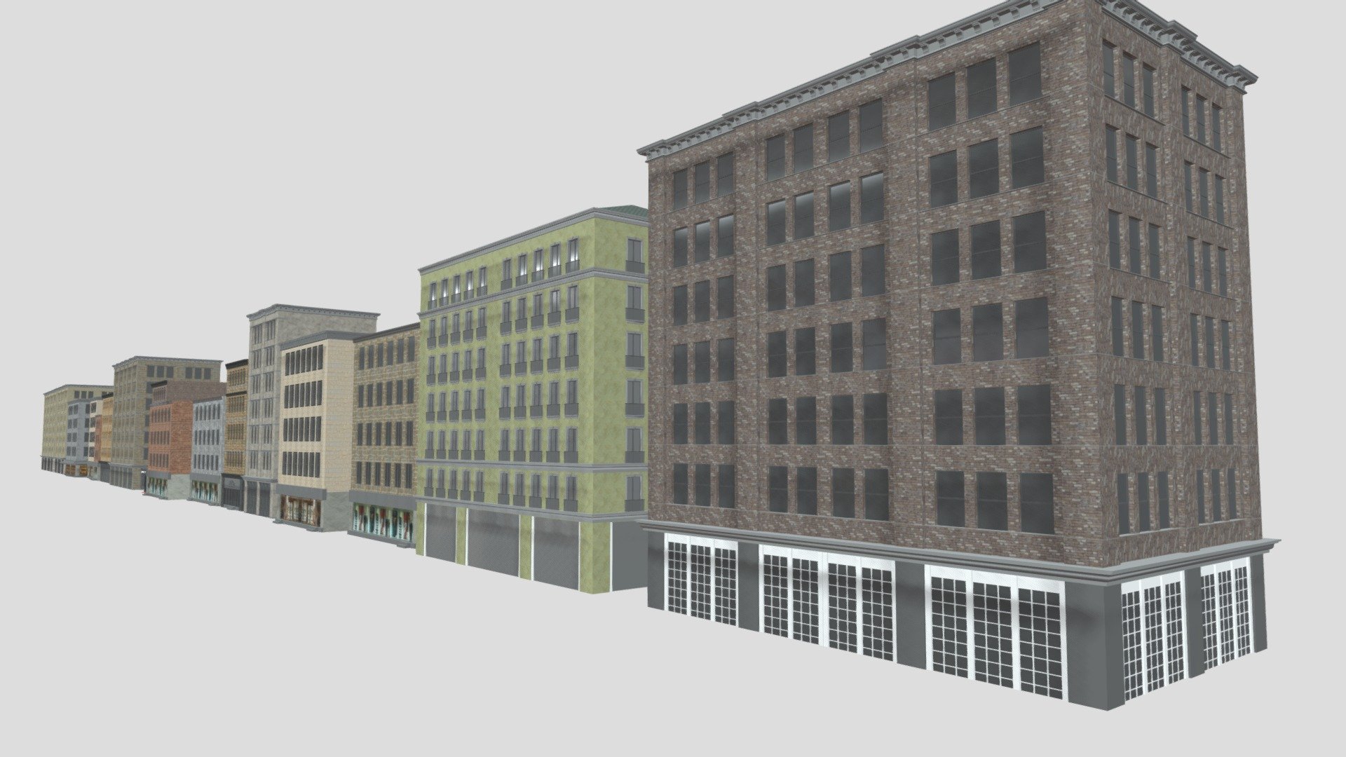 3D Buildings City Set model - 3D model by nvere [f42f11c] - Sketchfab