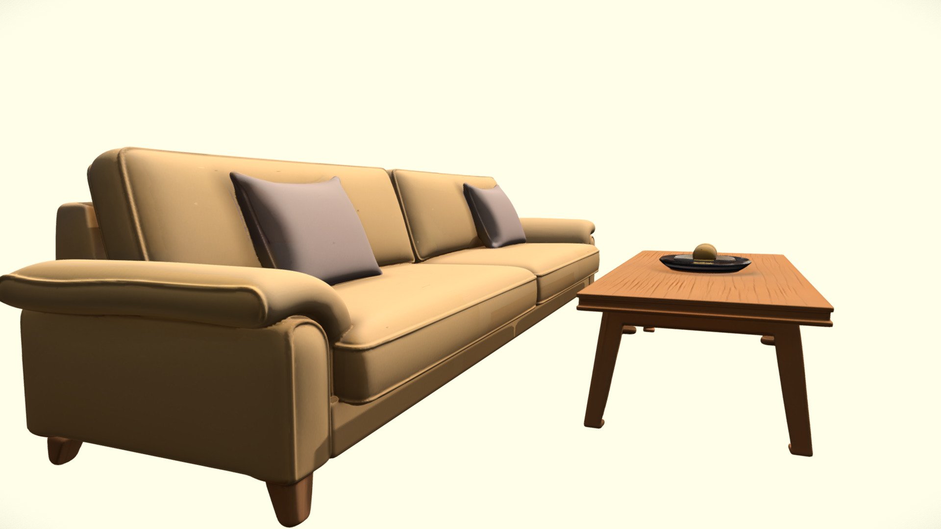 Vintage Table & Couch Interior Scene Stylized - 3D model by ARTEL_3D ...
