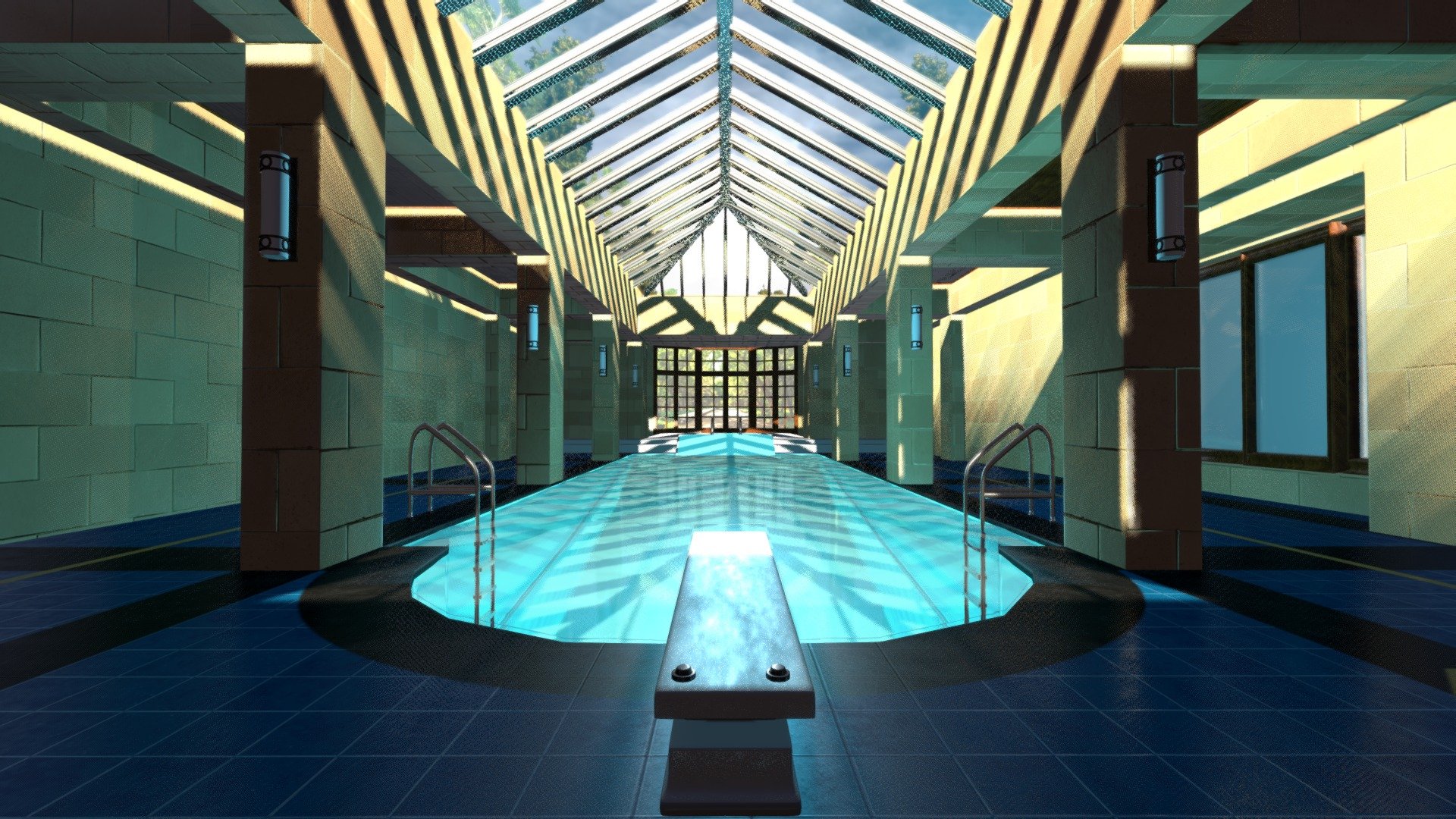 Swimming Pool 3D Scene - Download Free 3D model by IPfuentes [f45154d ...