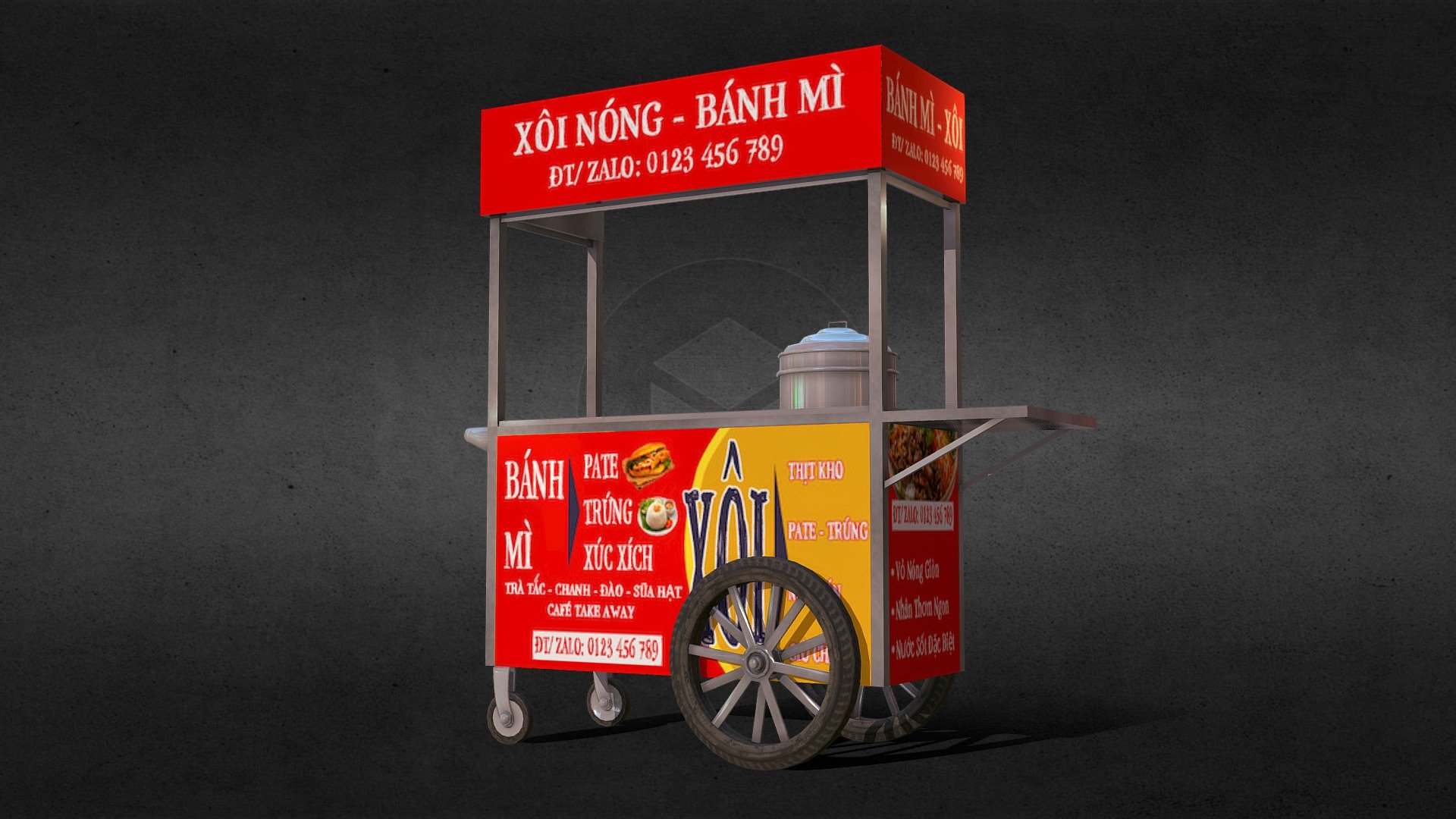 BanhMi Cart - Download Free 3D model by Khoa Nguyen (@ngdkh) [f45b8df ...