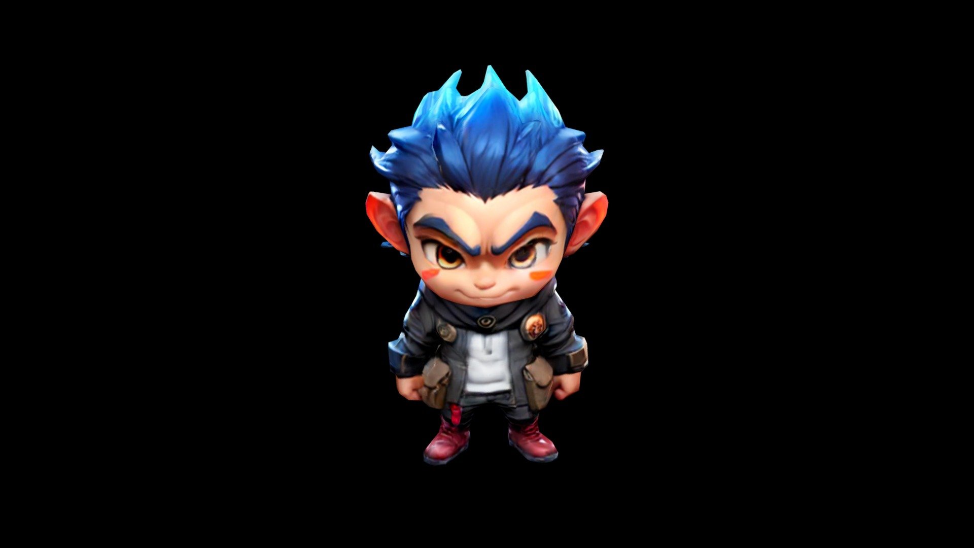 Anime-styled character with spiky blue hair and - Download Free 3D ...