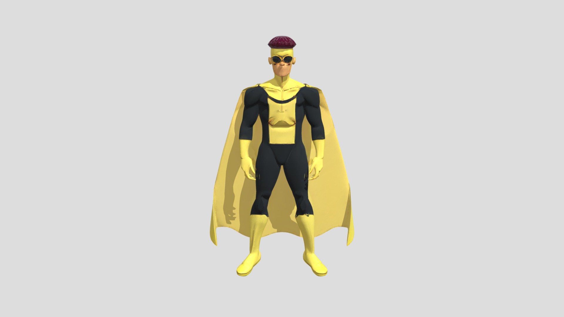 superhero in yellow and black costume - 3D model by ...