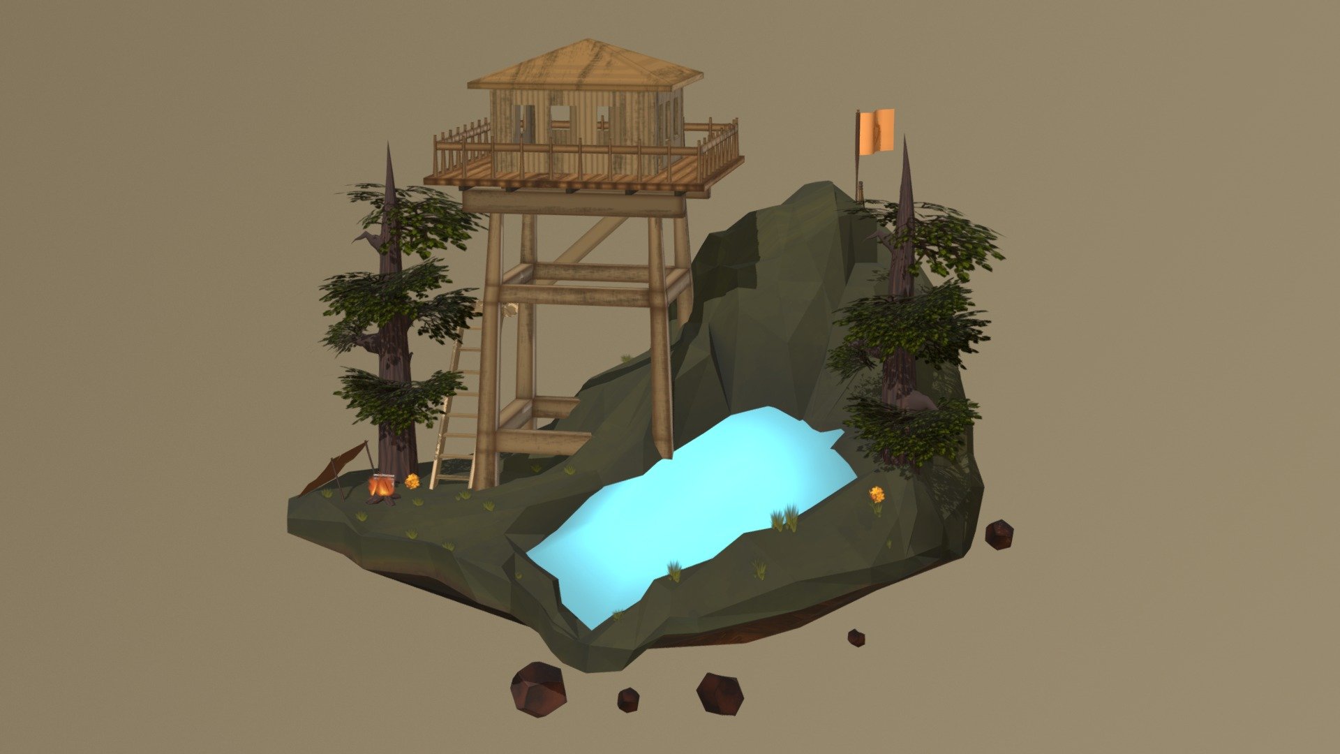 GADMU: Firewatch Diorama - 3D model by Skylar Law (@pastelsky) [f48821f ...