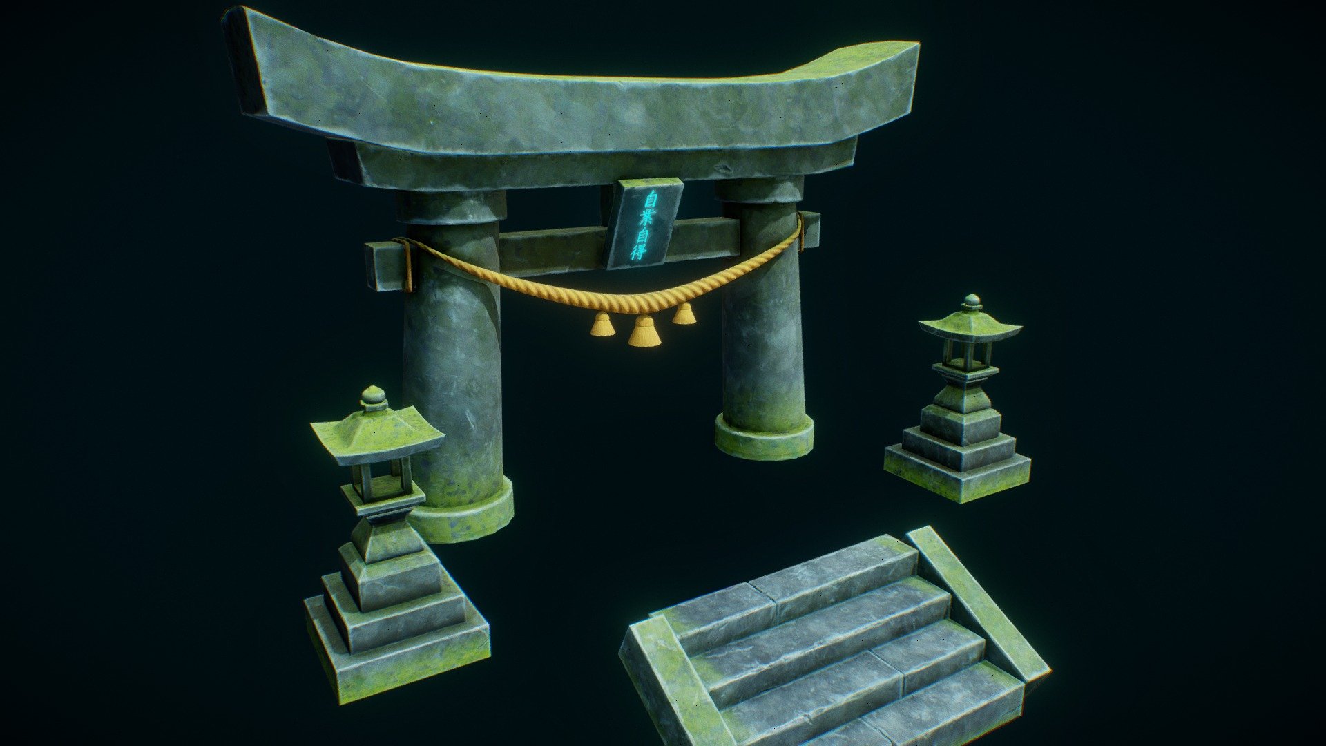 Stylized Stone Torii (Japanese Gate) and Toro - 3D model by Undertaker ...