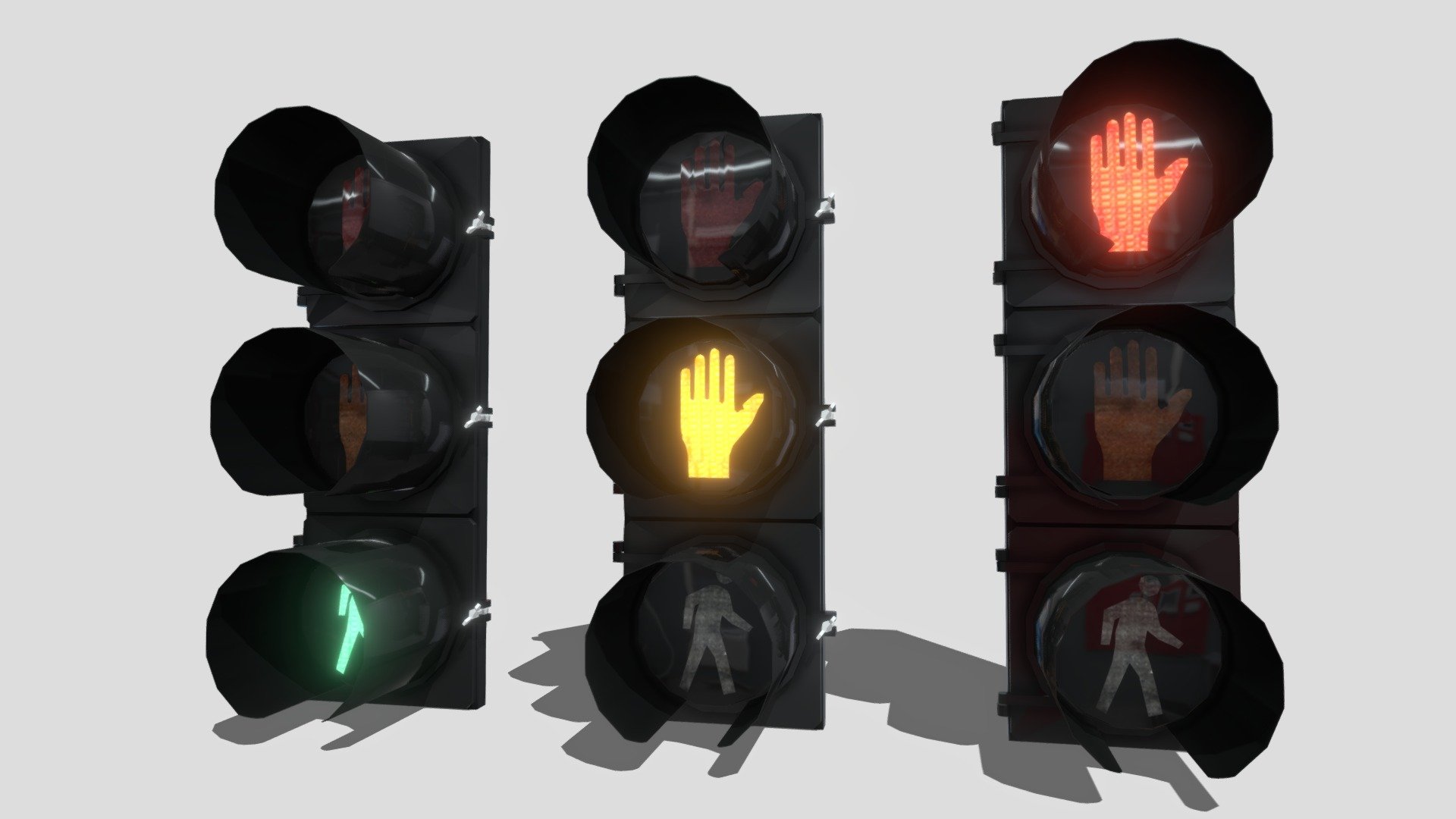 8-Inch Hand Hand Man Pedestrian Signal set - 3D model by Signalrenders ...
