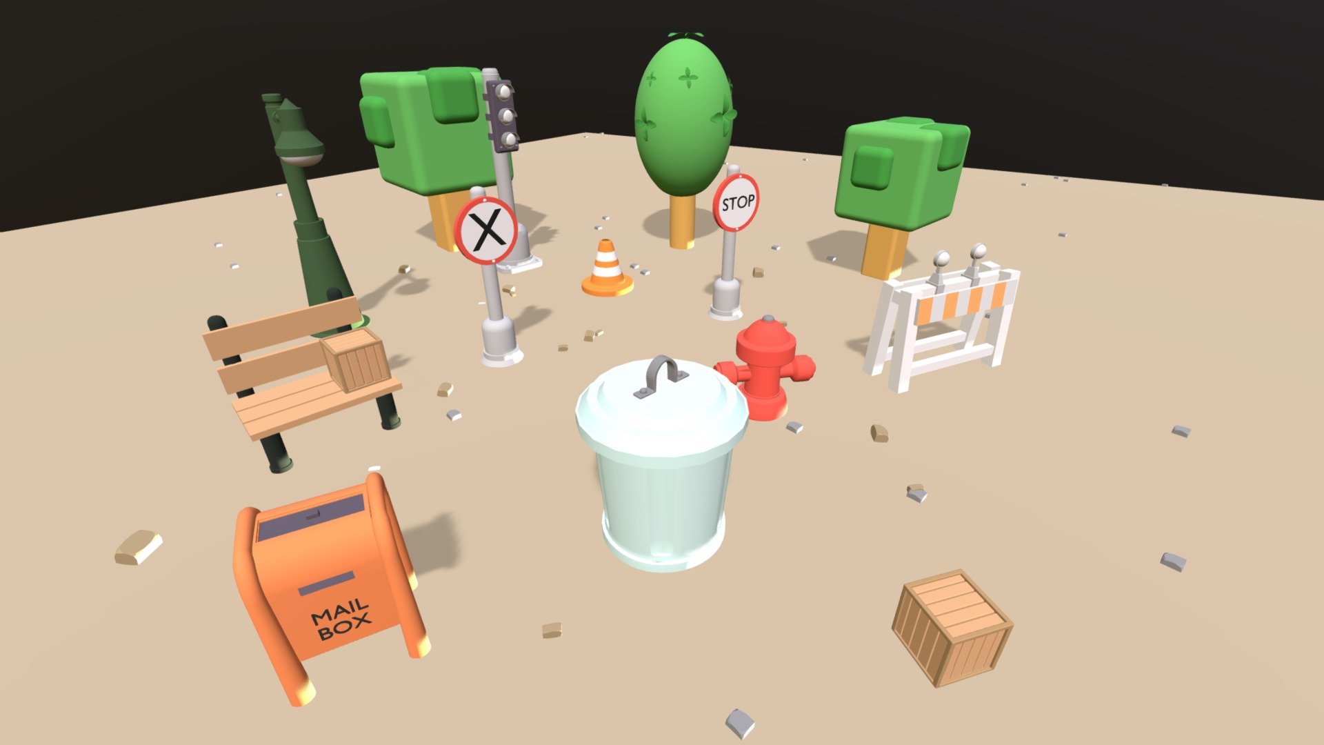 Street Assets Pack 3D Model - Download Free 3D model by houssamettarak ...