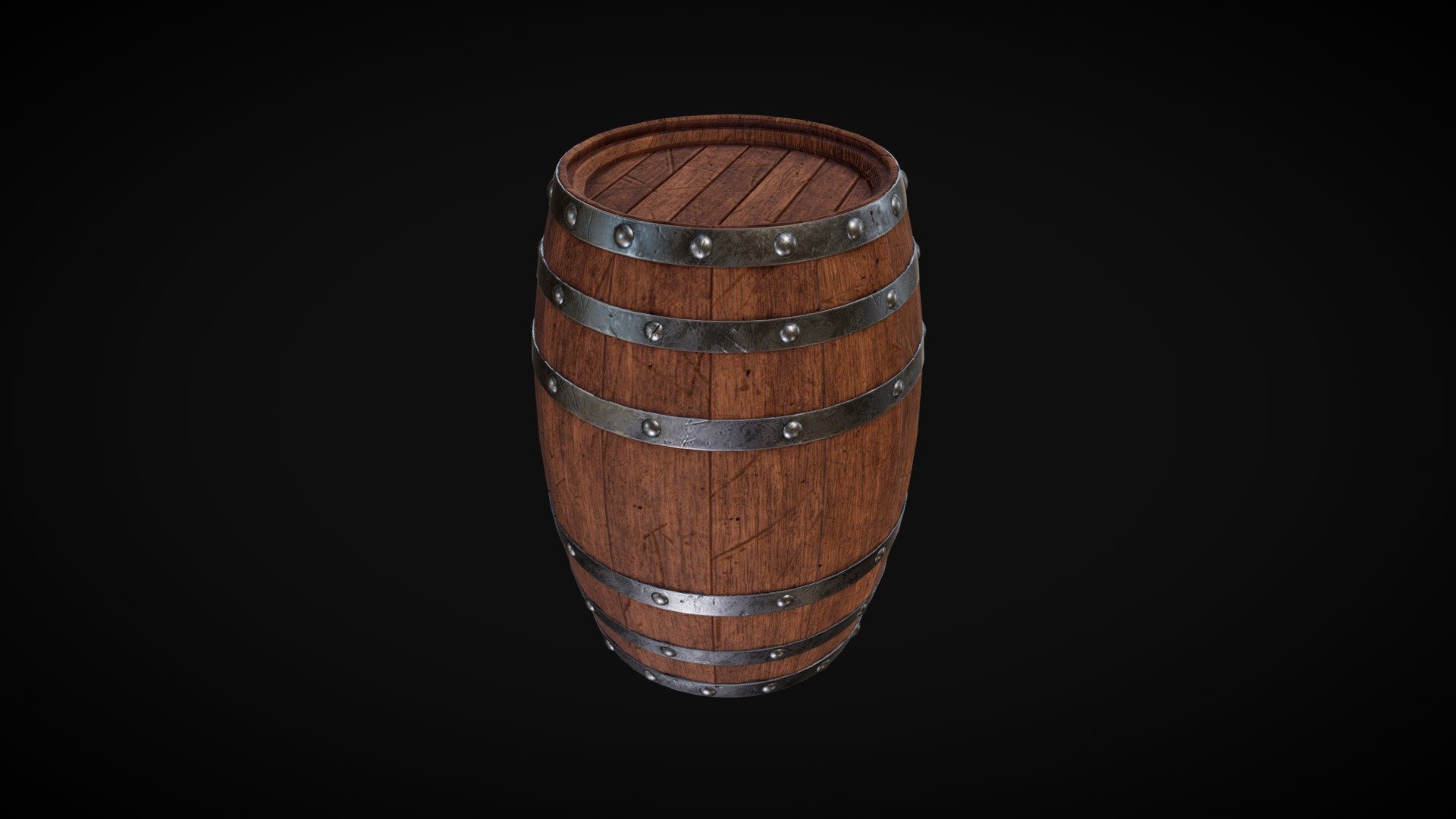 Wooden Barrel Game Ready PBR Textures 3D model - Download Free 3D model ...