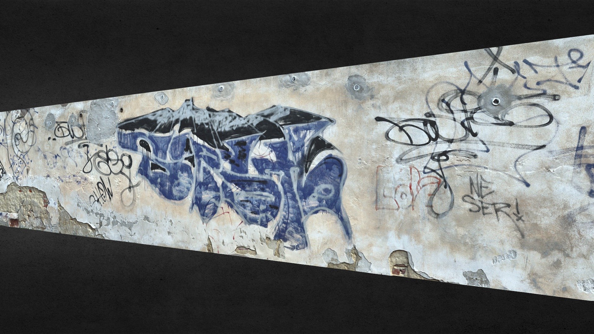 Graffiti Concrete Wall - HQ - 3D model by Tomhaj [f4c838d] - Sketchfab