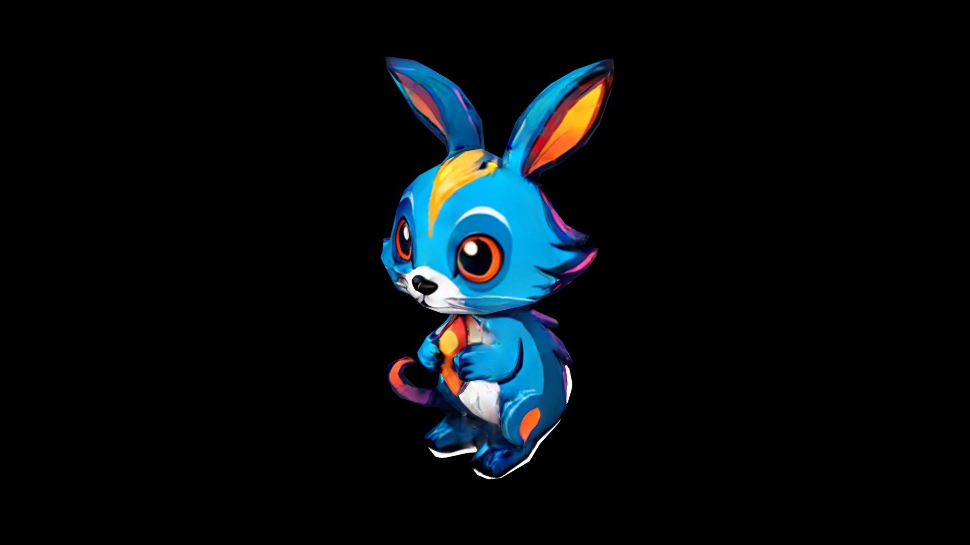 A cartoon rabbit with blue fur, orange spots on - Download Free 3D ...