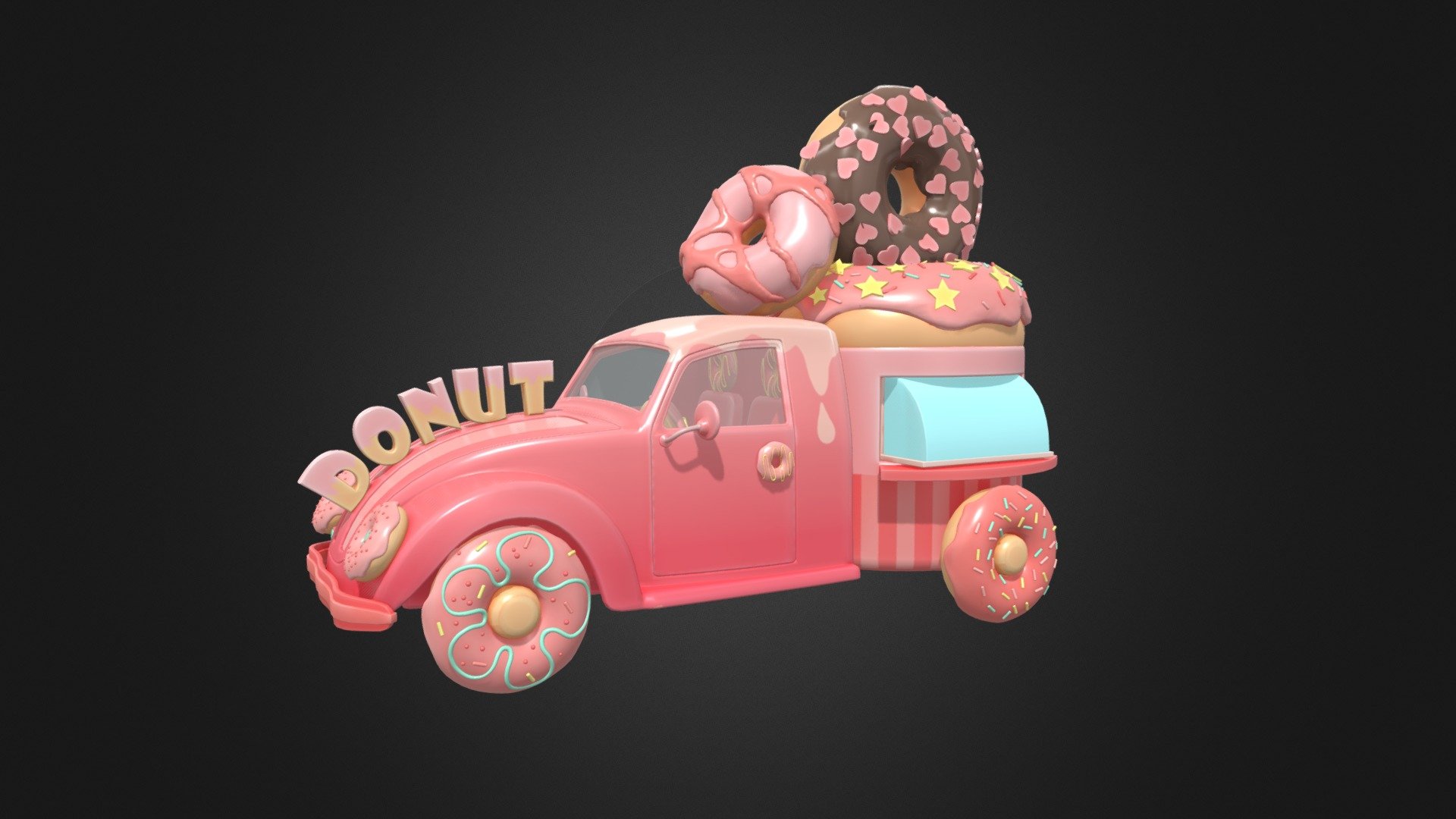 Asset - Cartoons - Food Car - Car Donut - Buy Royalty Free 3D model by ...